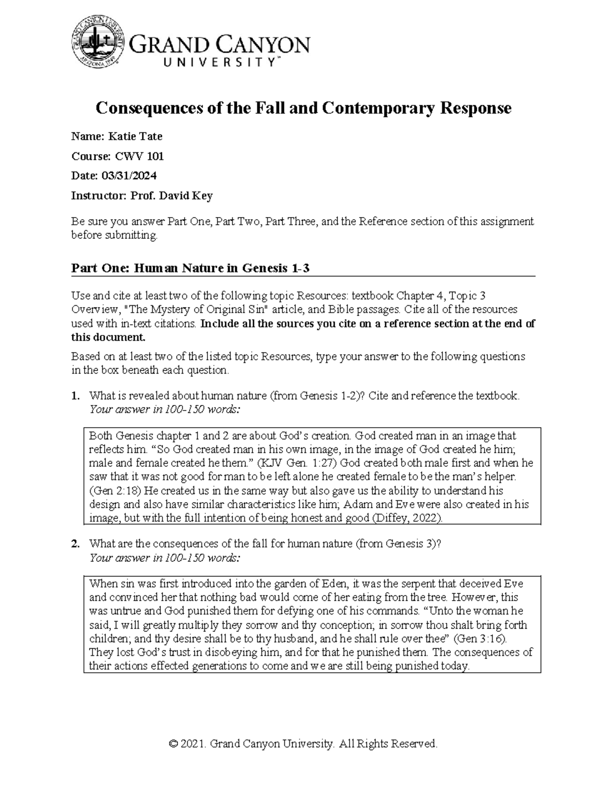CWV-101-301-RS-T3Conseq Of The Fall Contemporary Response-Online - Consequences of the Fall and ...