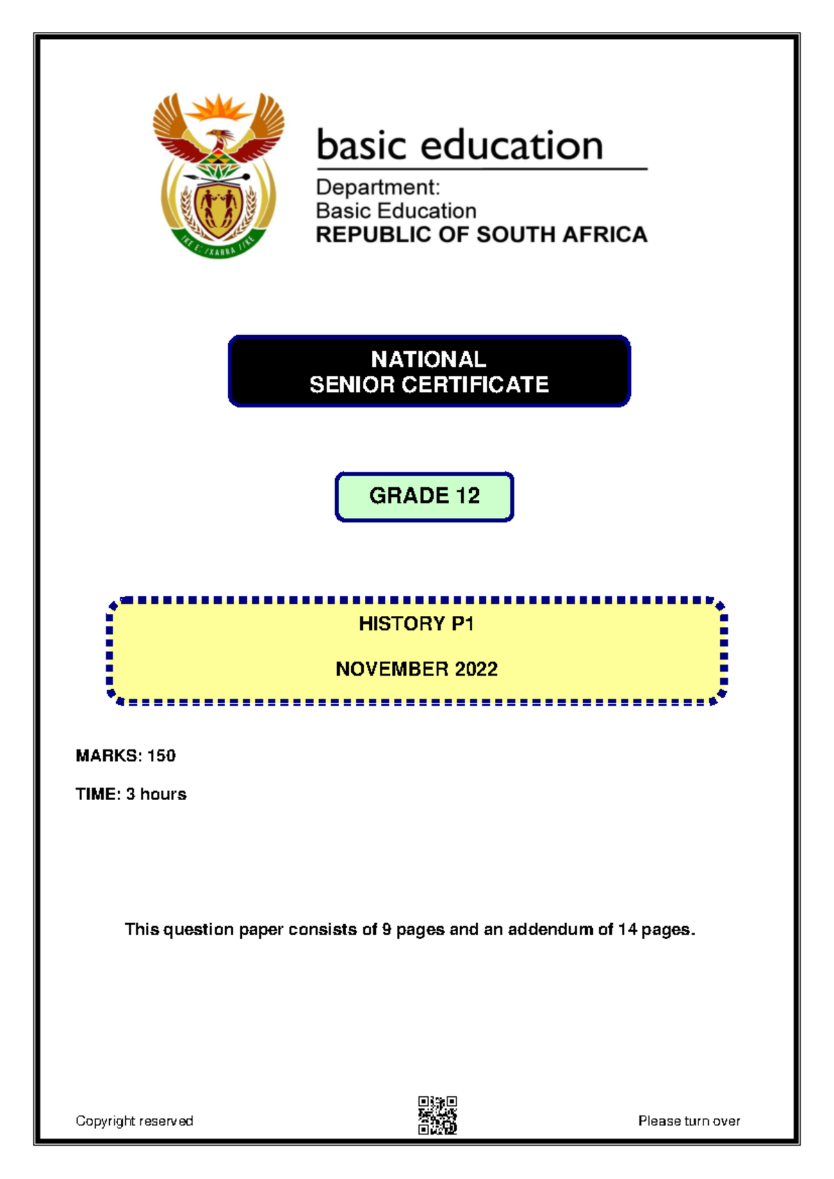 History past paper for 2022 nsc november exam - MARKS: 150 TIME: 3 ...