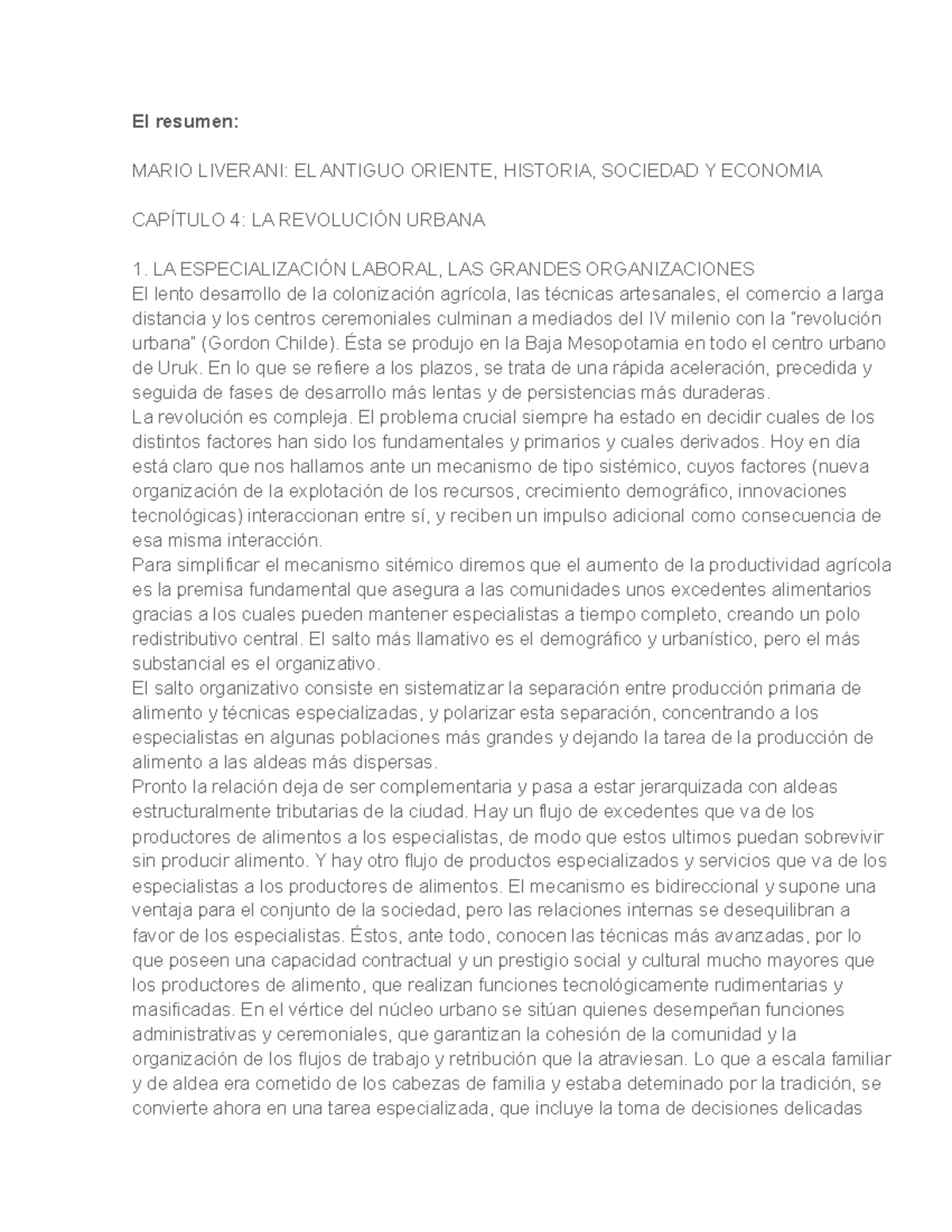 El resumen liverani - El resumen: MARIO LIVERANI: EL ANTIGUO ORIENTE ...