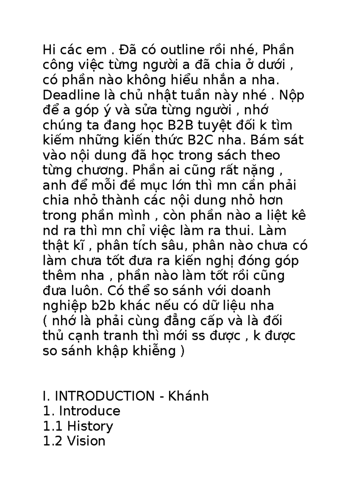 Ouline - skmsms - Hi các em. Đã có outline rồi nhé, Phần công việc từng ...