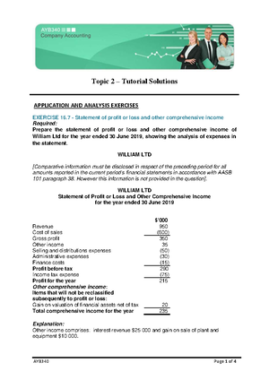 AYB340 Tutorial 9 Solutions - AYB340 - QUT - Studocu
