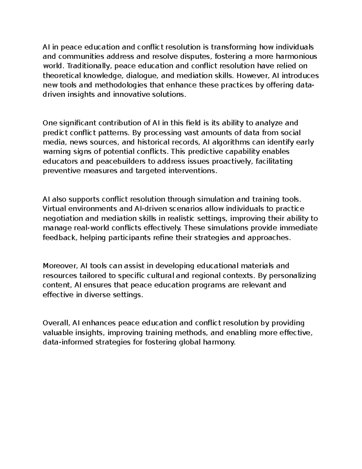 AI in peace education and conflict resolution is transforming how ...