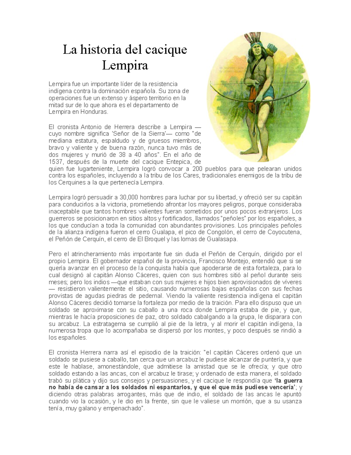 423836887 Biografia de Lempira - La historia del cacique Lempira ...