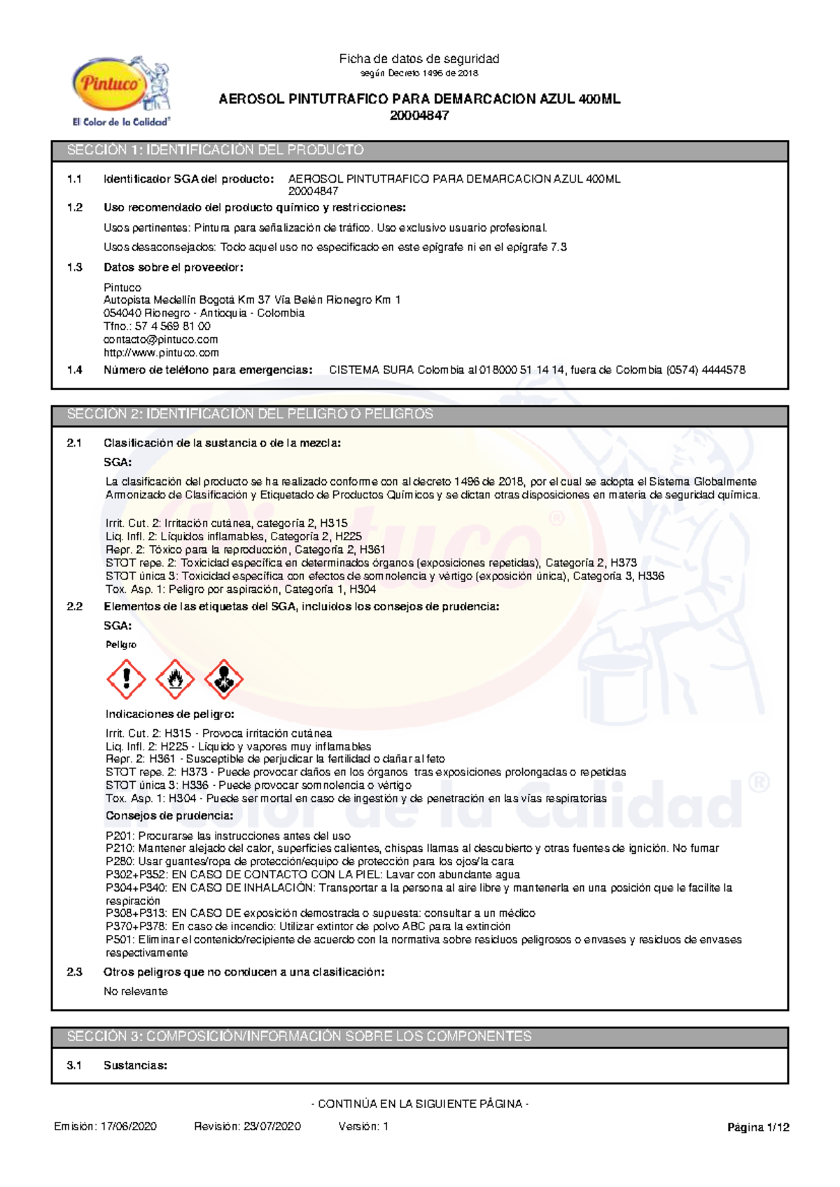 Aerosol Pintutrafico PARA Demarcacion AZUL - AEROSOL PINTUTRAFICO PARA ...
