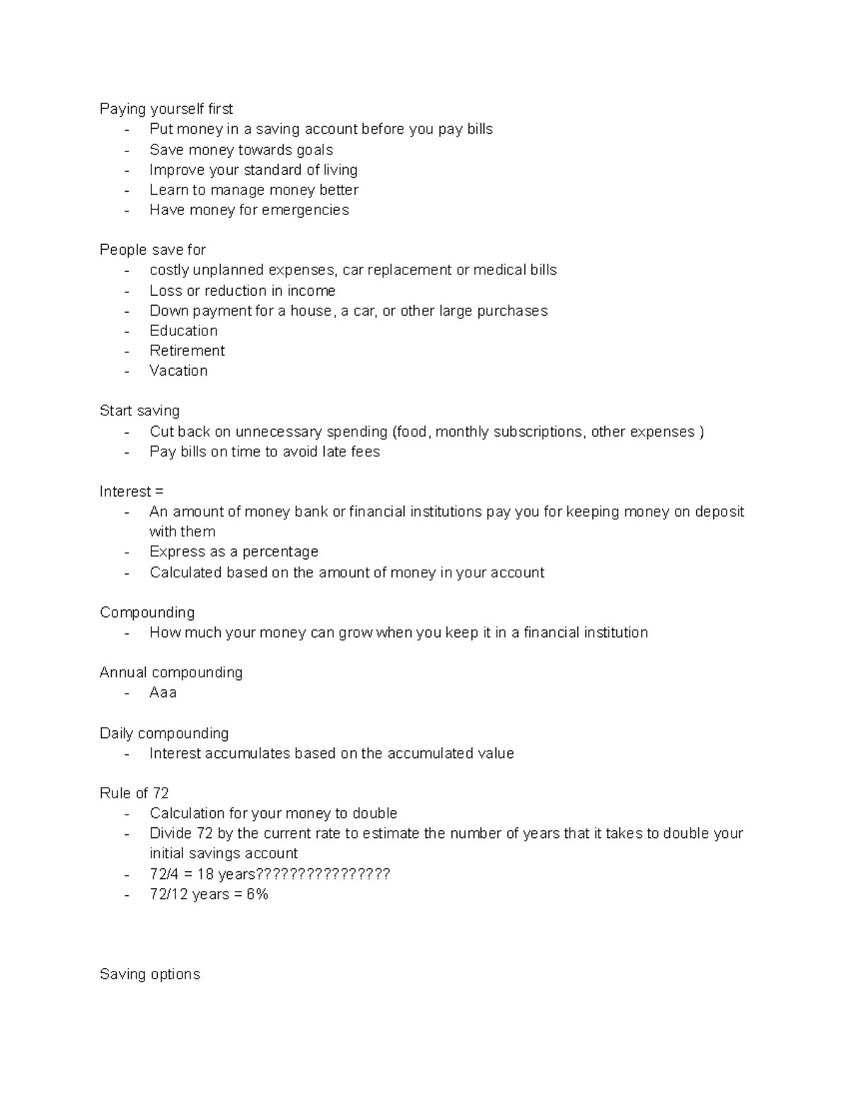 Pay yourself first - notes - Paying yourself first Put money in a ...