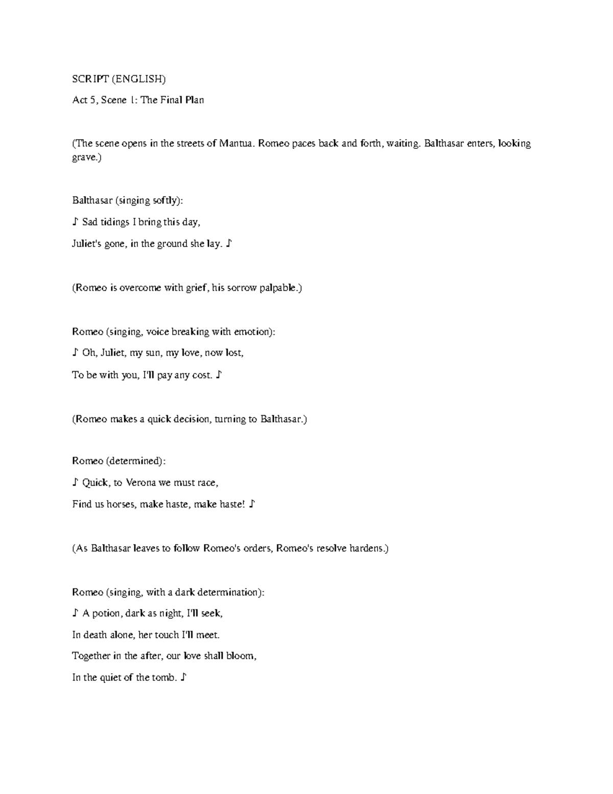 Stage PLAY Romeo AND Juliet Script - SCRIPT (ENGLISH) Act 5, Scene 1 ...