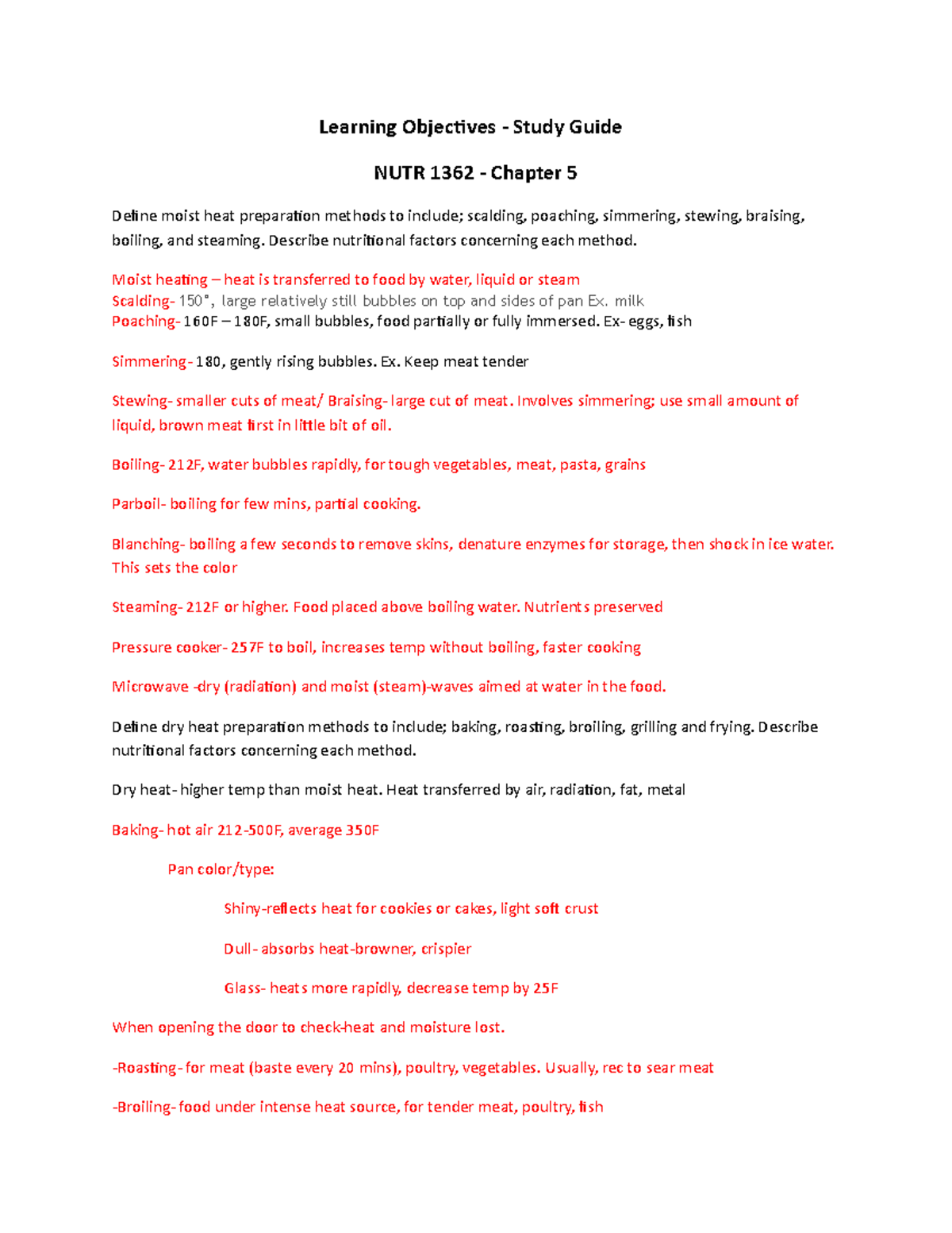 Learning Objectives and Study Guide Chapter 5 - Learning Objectives - Study Guide NUTR 1362 ...