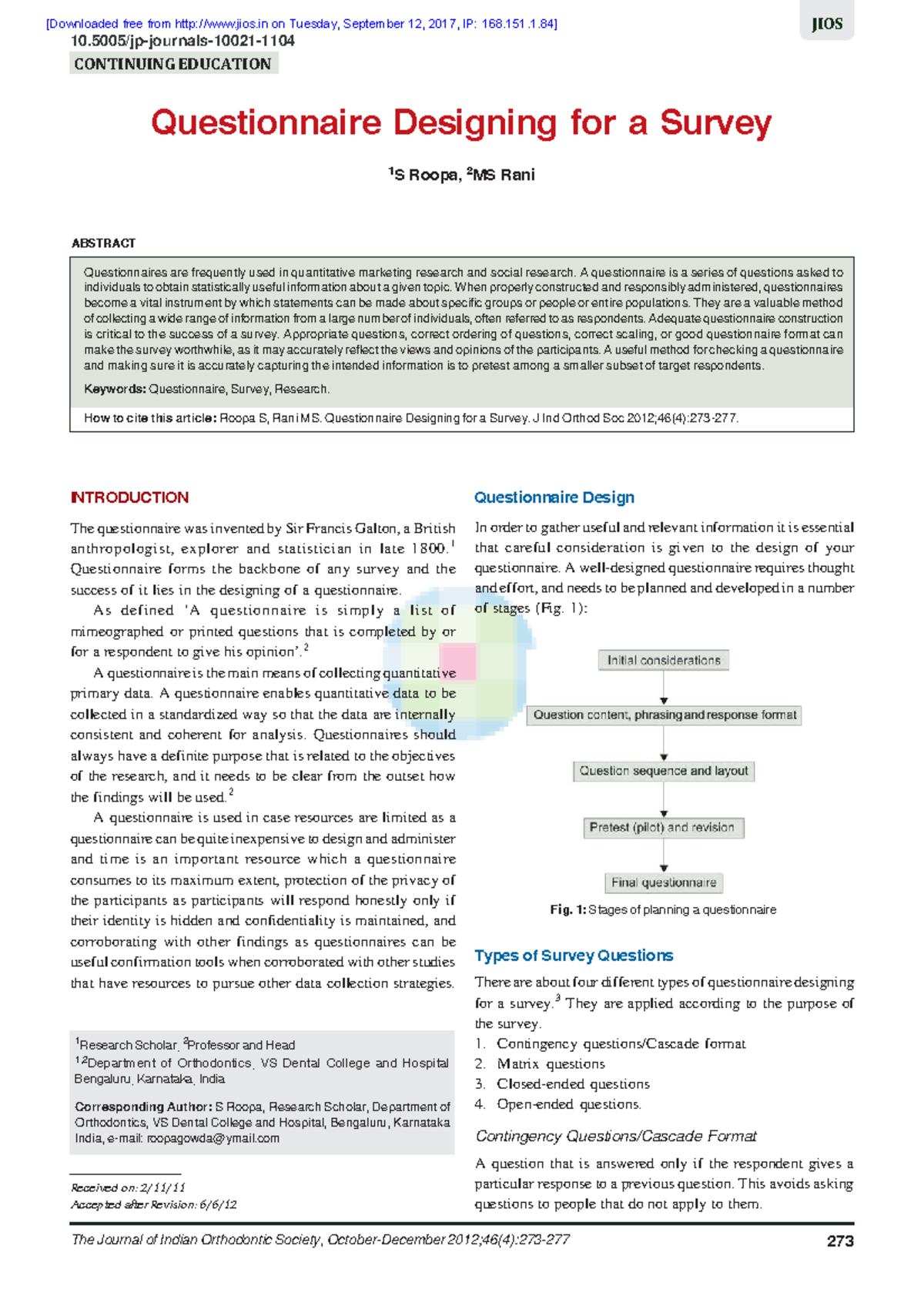 Questionnaire Designing for a Survey - A questionnaire is a series of ...