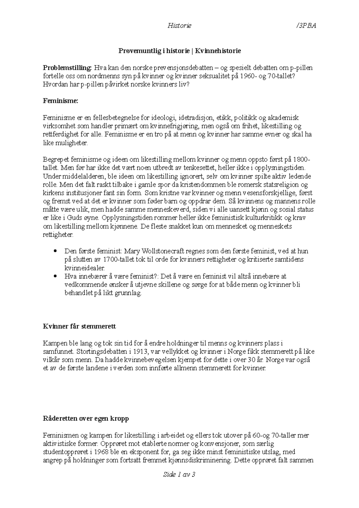 Prøvemuntlig i historie - Historie /3PBA Prøvemuntlig i historie ...