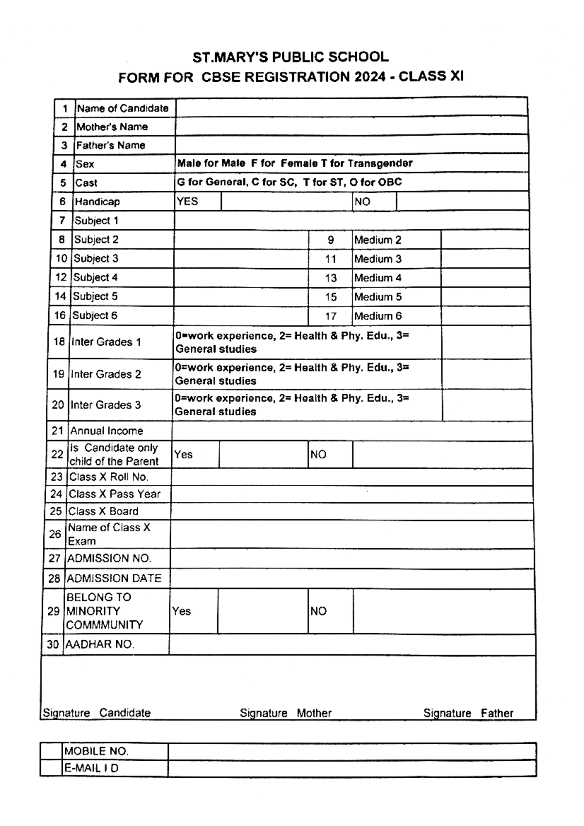 Computer science - PUBLIC SCHOOL FORM FOR CBSE REGISTRATION 2024 CLASS ...