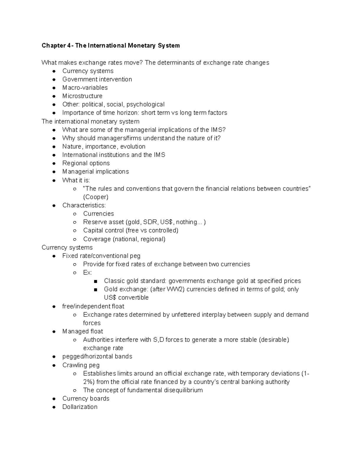 FIN 457 Exam 2 Studyguide - Chapter 4- The International Monetary ...