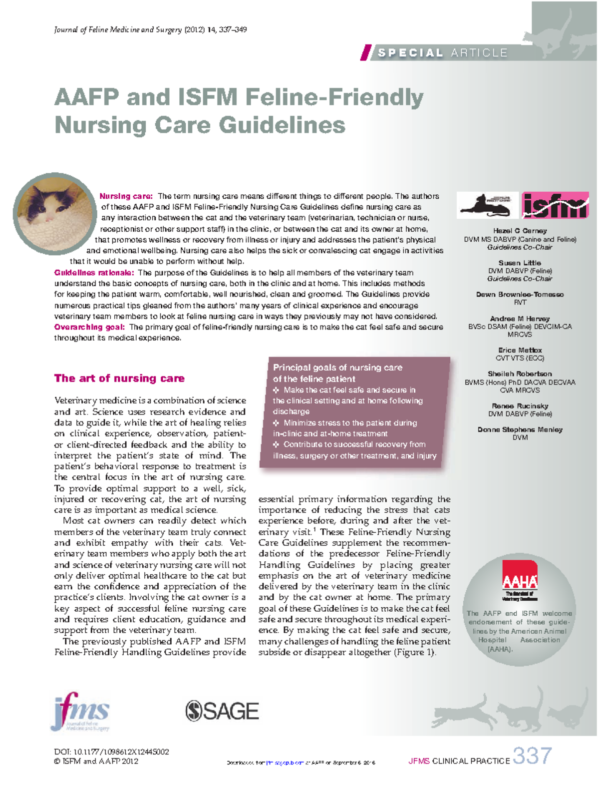 Livro Feline Friendly Nursing Care Guideline - S P E C I A L A R T I C ...