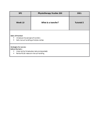 OSCE Cheat Sheet - Summary Physiotherapy Studies 200 - OSCE Cheat Sheet ...