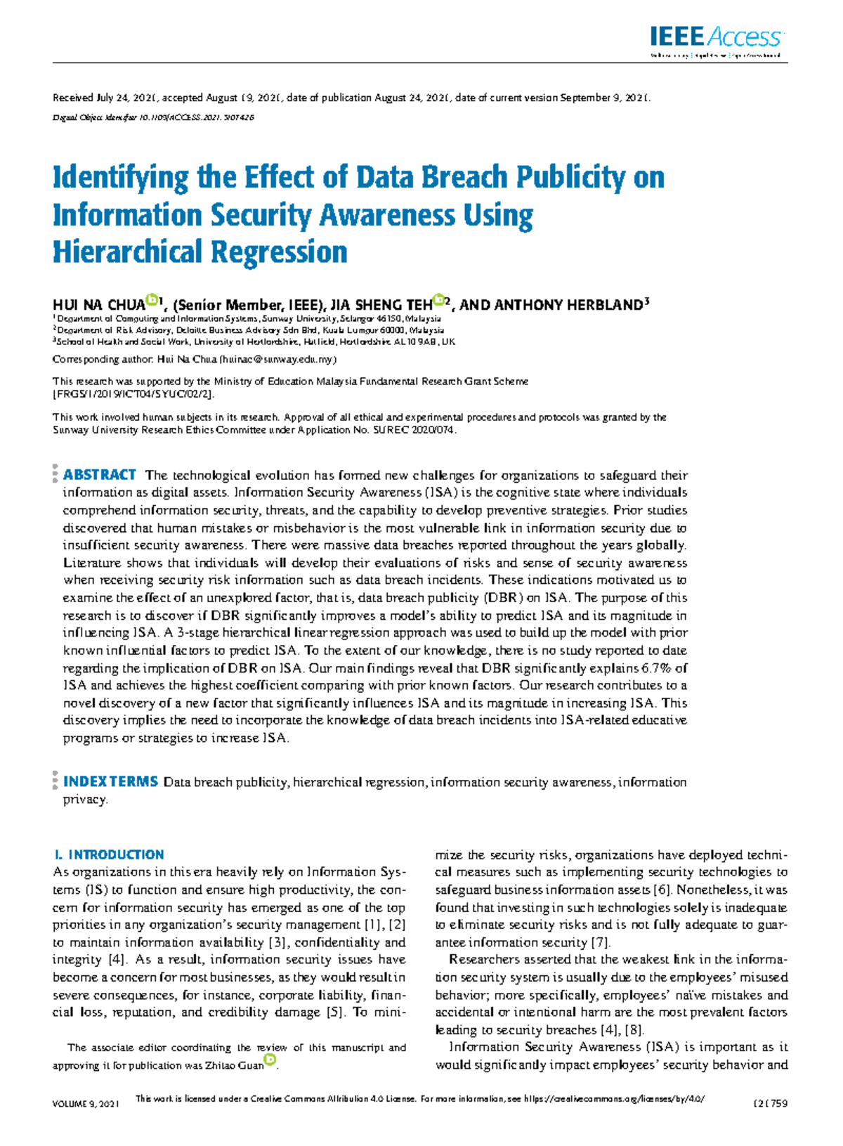 Identifying the Effect of Data Breach Publicity on - Received July 24 ...