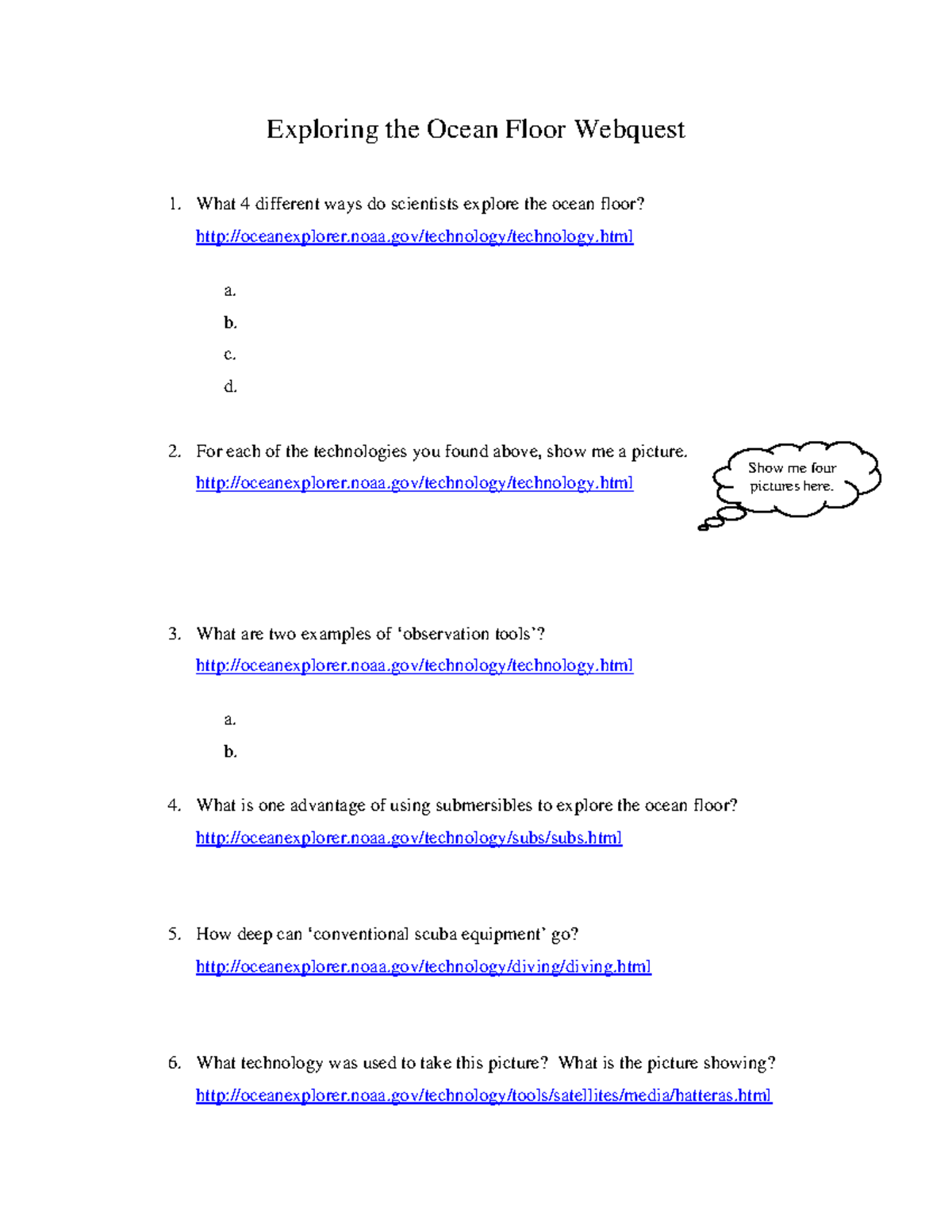 Exploring the Ocean Floor Webquest - noaa/technology/technology.html a ...