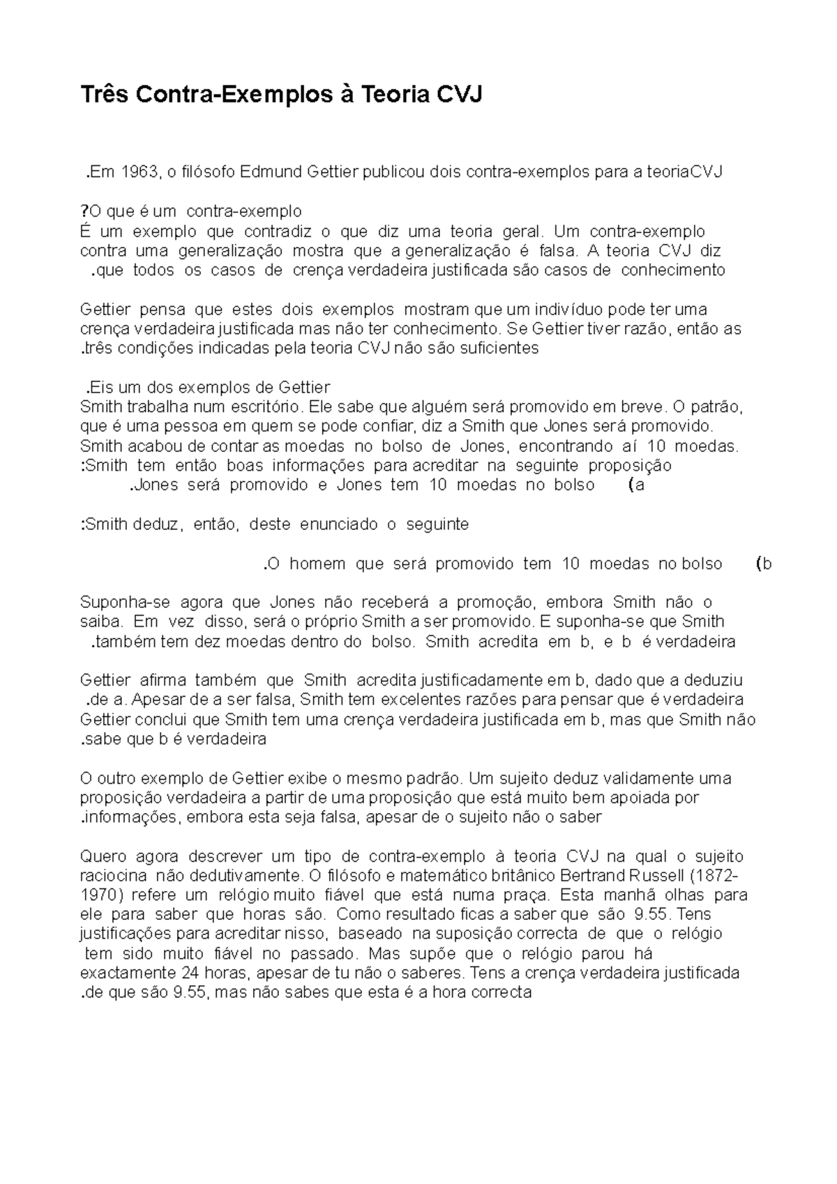Gettier filosofia - .gfdxaxscvfds - Três Contra-Exemplos à Teoria CVJ ...