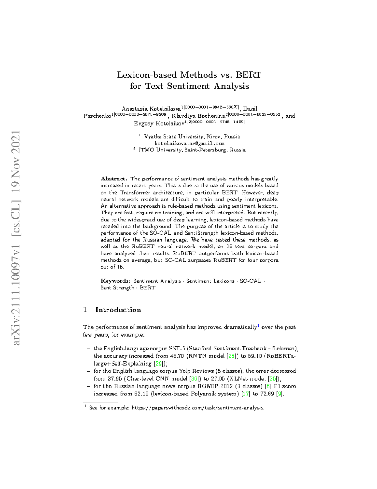 Lexicon-based Methods vs BERT for Text Sentiment A - Lexicon-based ...