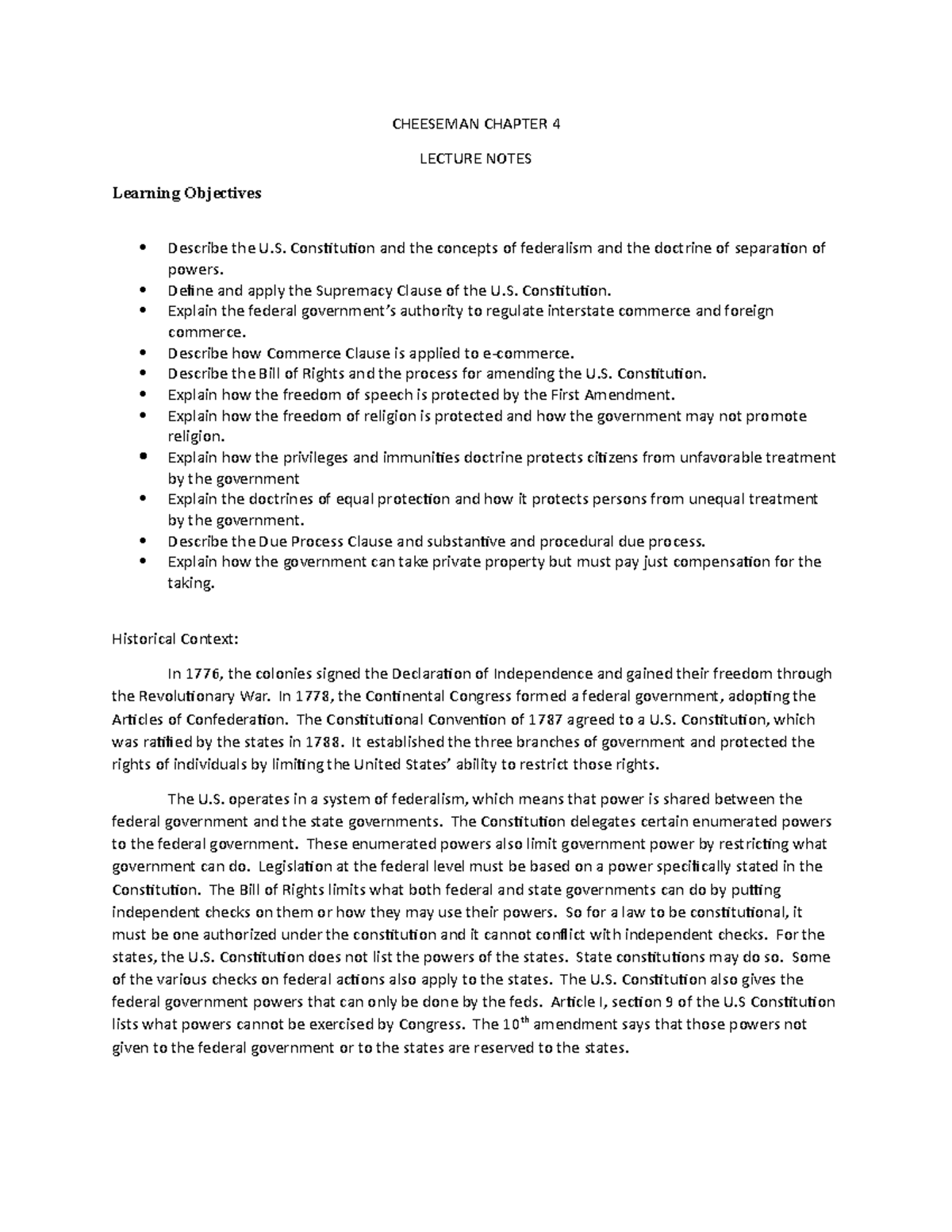 Cheeseman Chapter 4-1 - CHEESEMAN CHAPTER 4 LECTURE NOTES Learning ...