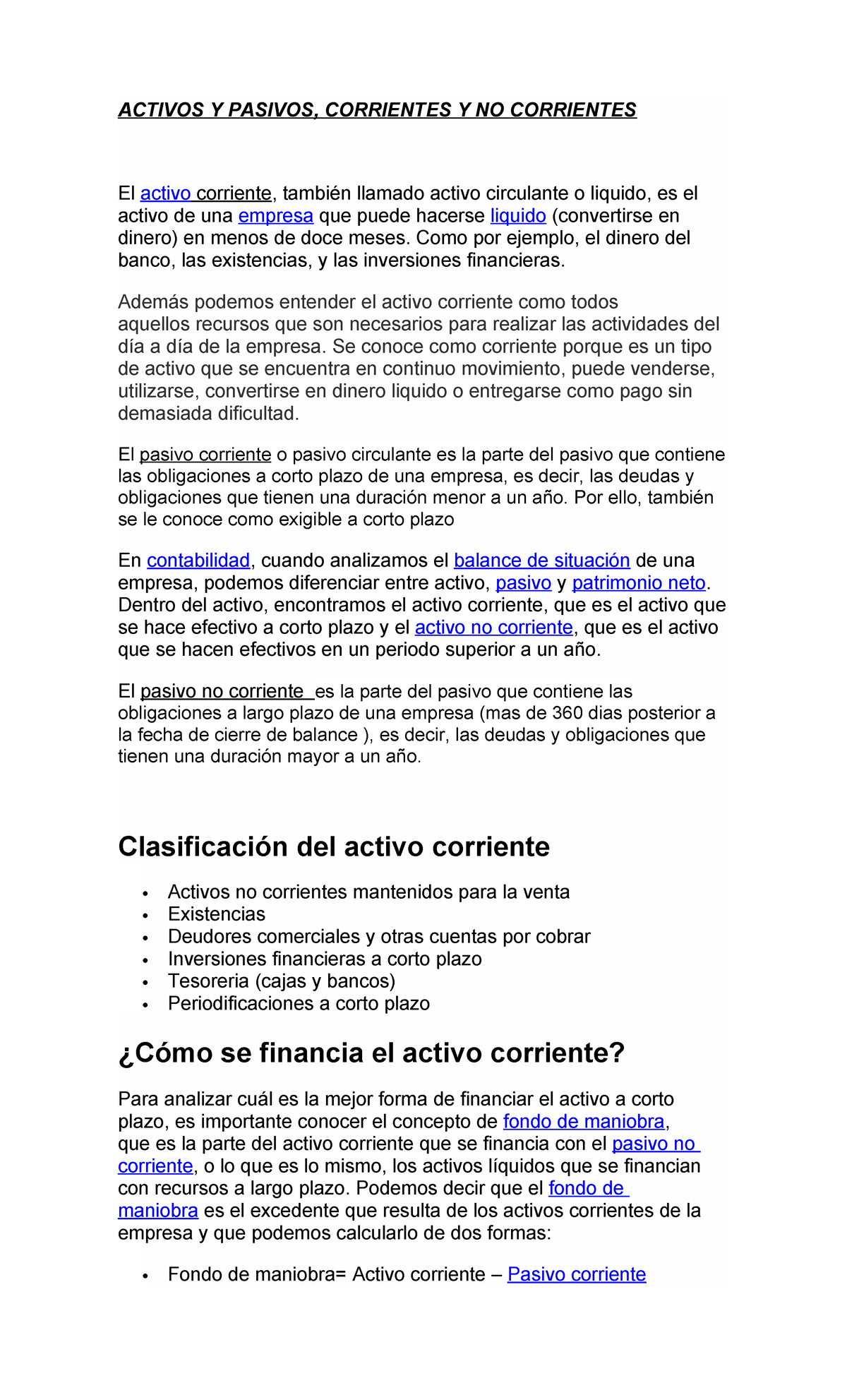 Activo y pasivo corriente y no corriente unidad 1 contabilidad 1 ...