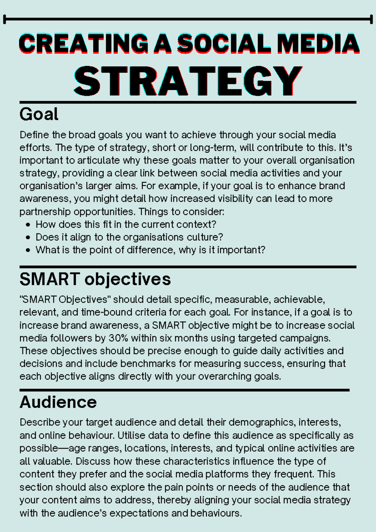 Social media strategy - Goal Define the broad goals you want to achieve ...