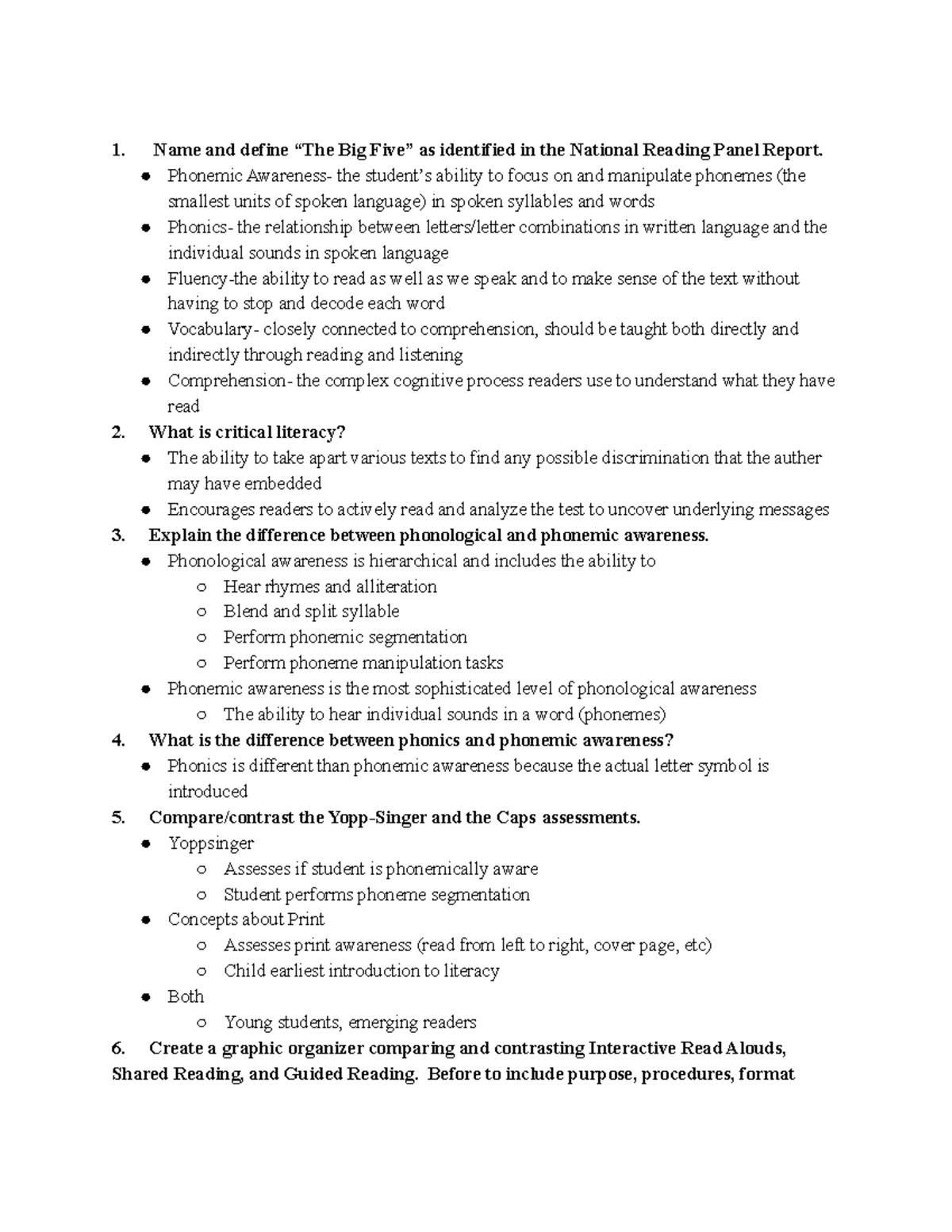 300 Final Notes - 1. Name and define “The Big Five” as identified in ...