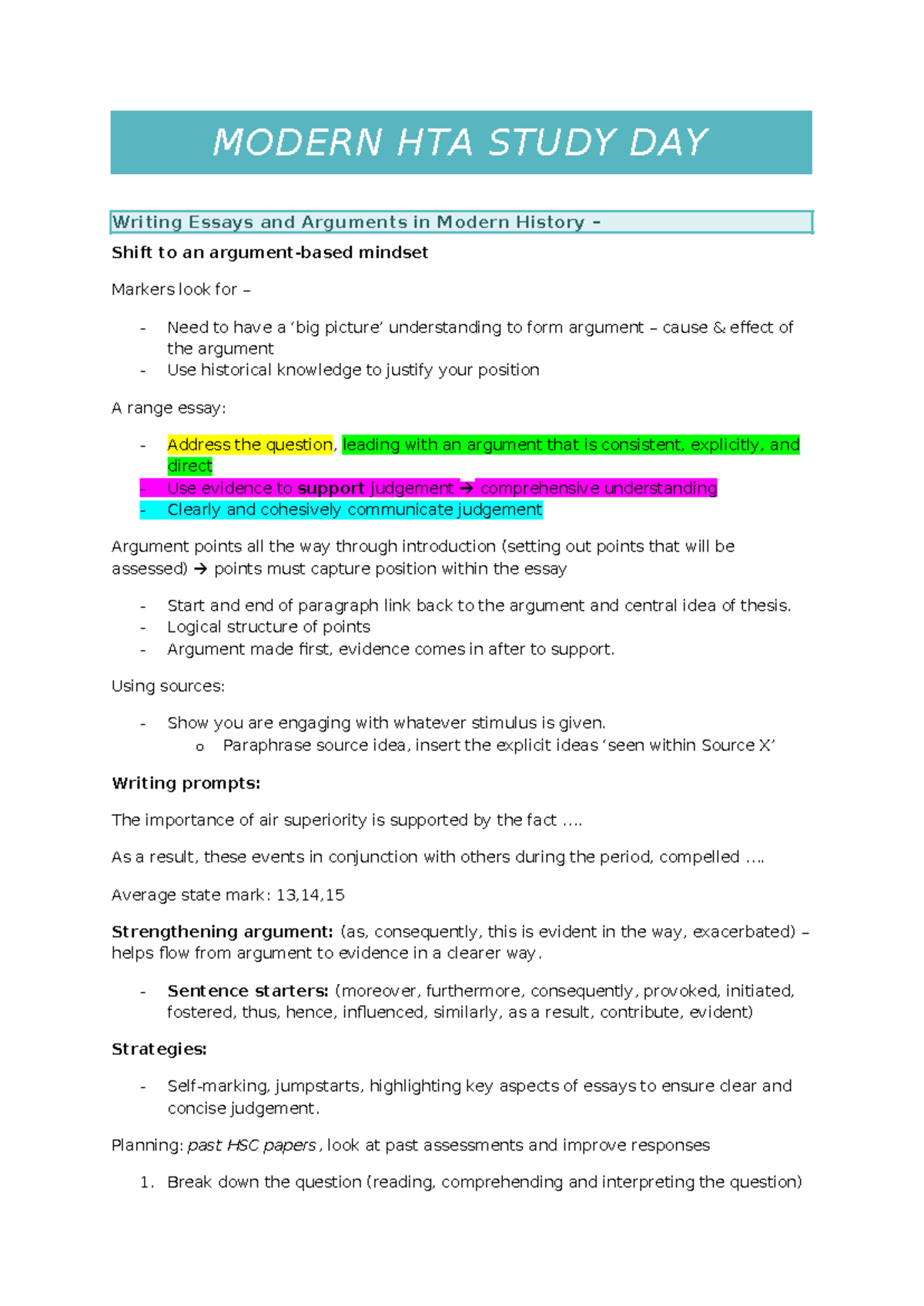 Modern HTA Study DAY - MODERN HTA STUDY DAY Writing Essays and ...