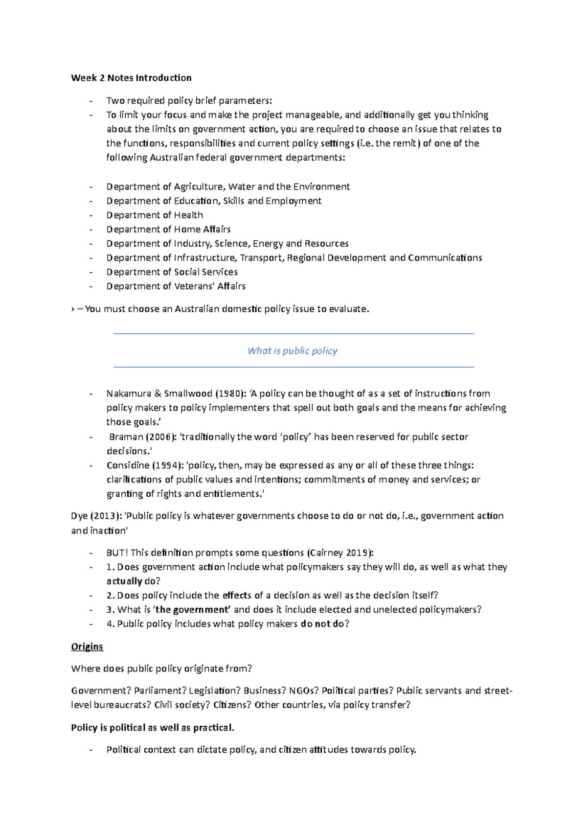 Week 1 2 Notes Introduction Week 2 Notes Introduction Two Required Policy Brief Parameters To