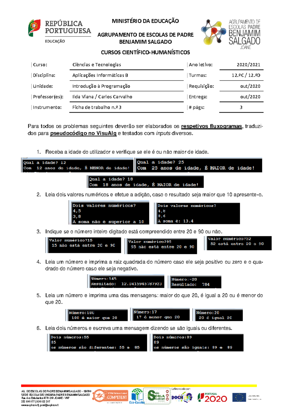 API 12 ano, ficha de trabalho - Warning: TT: undefined function: 32 Warning: TT: undefined ...