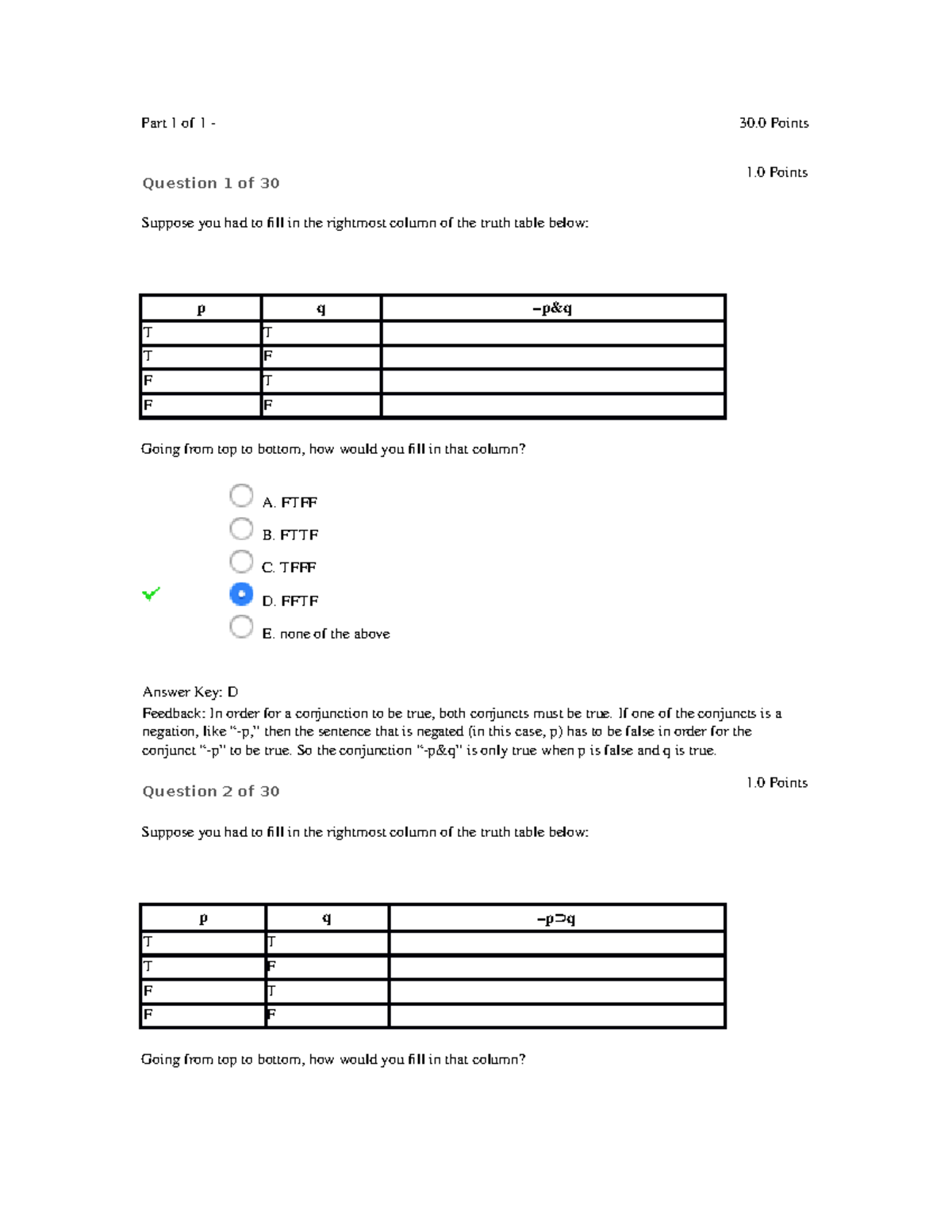 Philsopy Test 2 quiz a, b, c (errors) - Part 1 of 1 - 30 Points 1 ...
