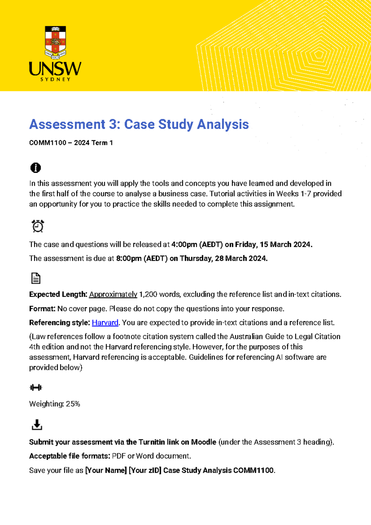 2024 T1 - COMM1100 Case Study Analysis - Assessment 3: Case Study Analysis COMM1100 – 2024 Term ...