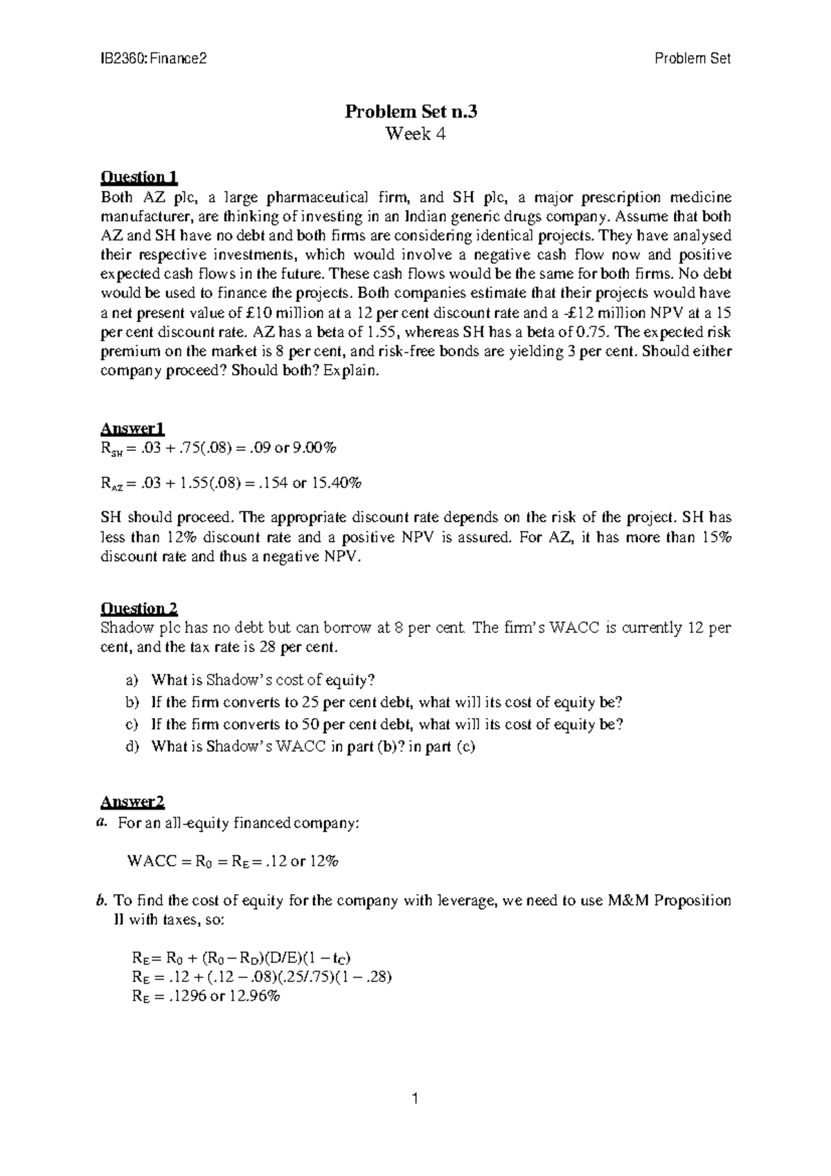 IB236 Problem Set 3 (Week 4) Solutions - Problem Set n. Week 4 Question ...
