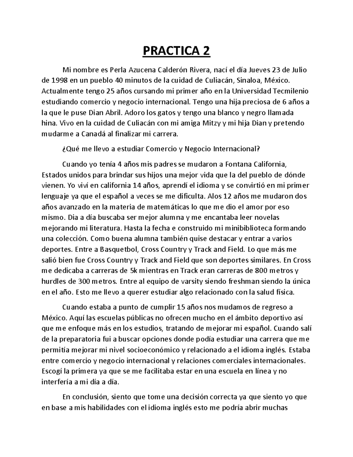 Practica 2 - PRACTICA 2 Mi nombre es Perla Azucena Calderón Rivera ...