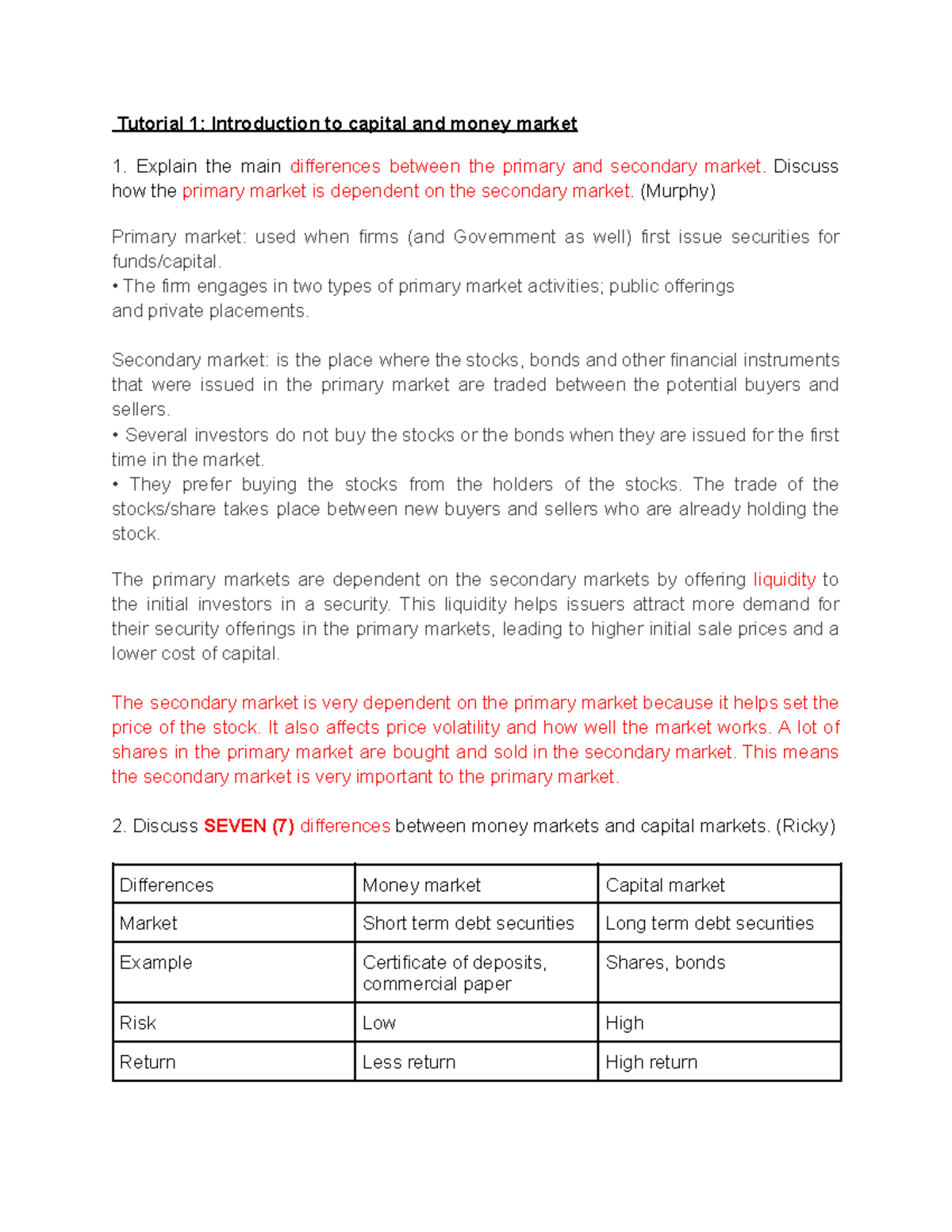 BBMF2044 (Tutorial 1 Introduction to capital and money market 14 July ...