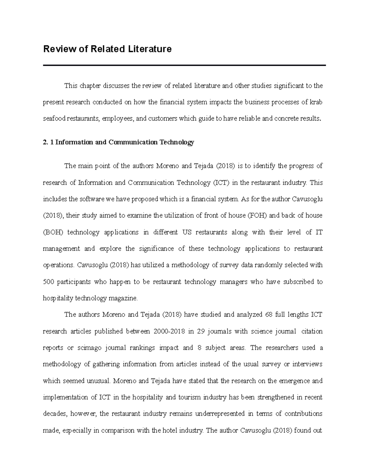 Chapter 2 Thesis - Review of Related Literature This chapter discusses ...