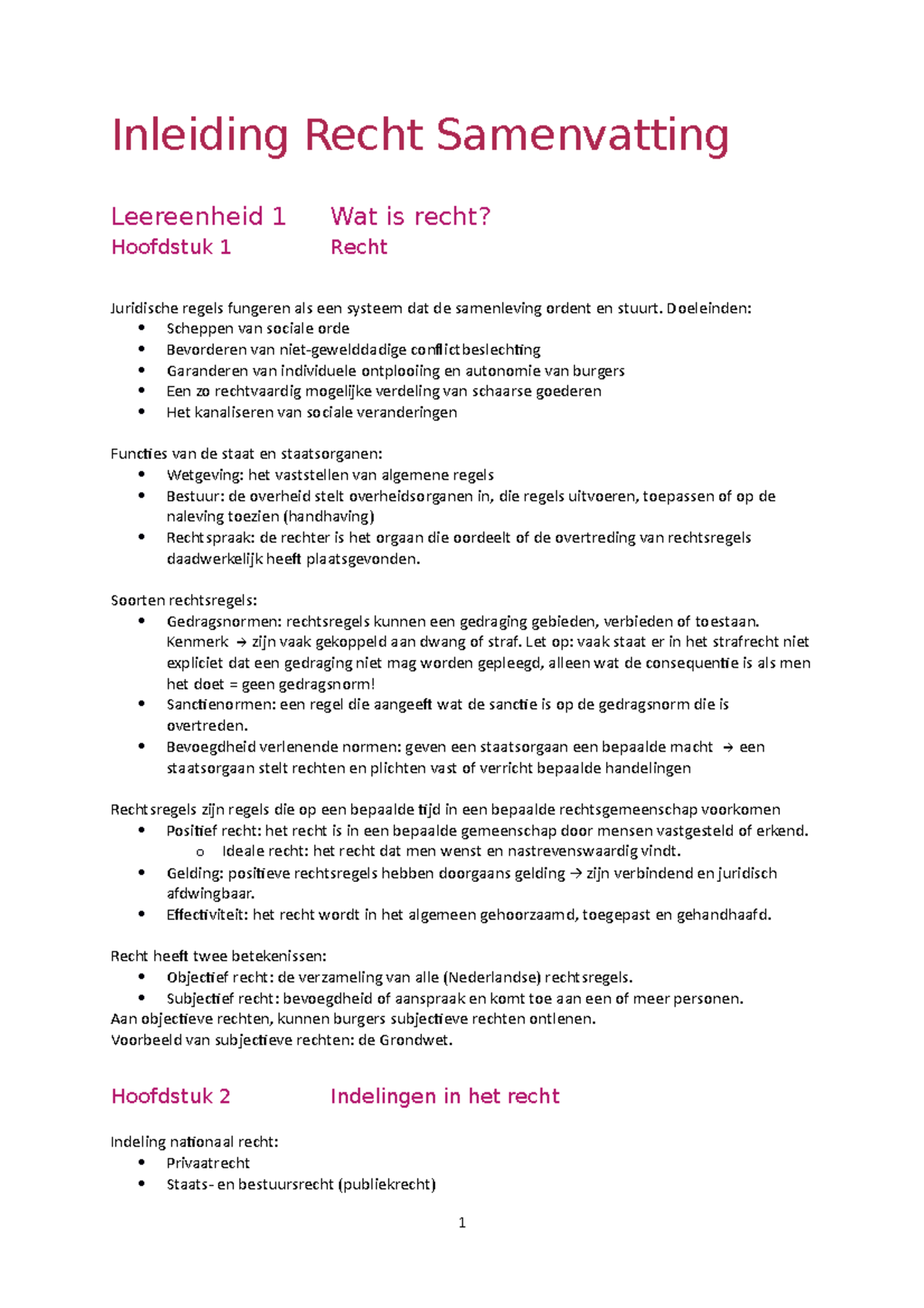 Inleiding Recht Samenvatting - Inleiding Recht Samenvatting Leereenheid ...