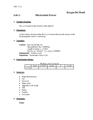 Phy112l - Lab physics 8 - Lab 8: Refraction Jennifer Manzo 1. Testable ...