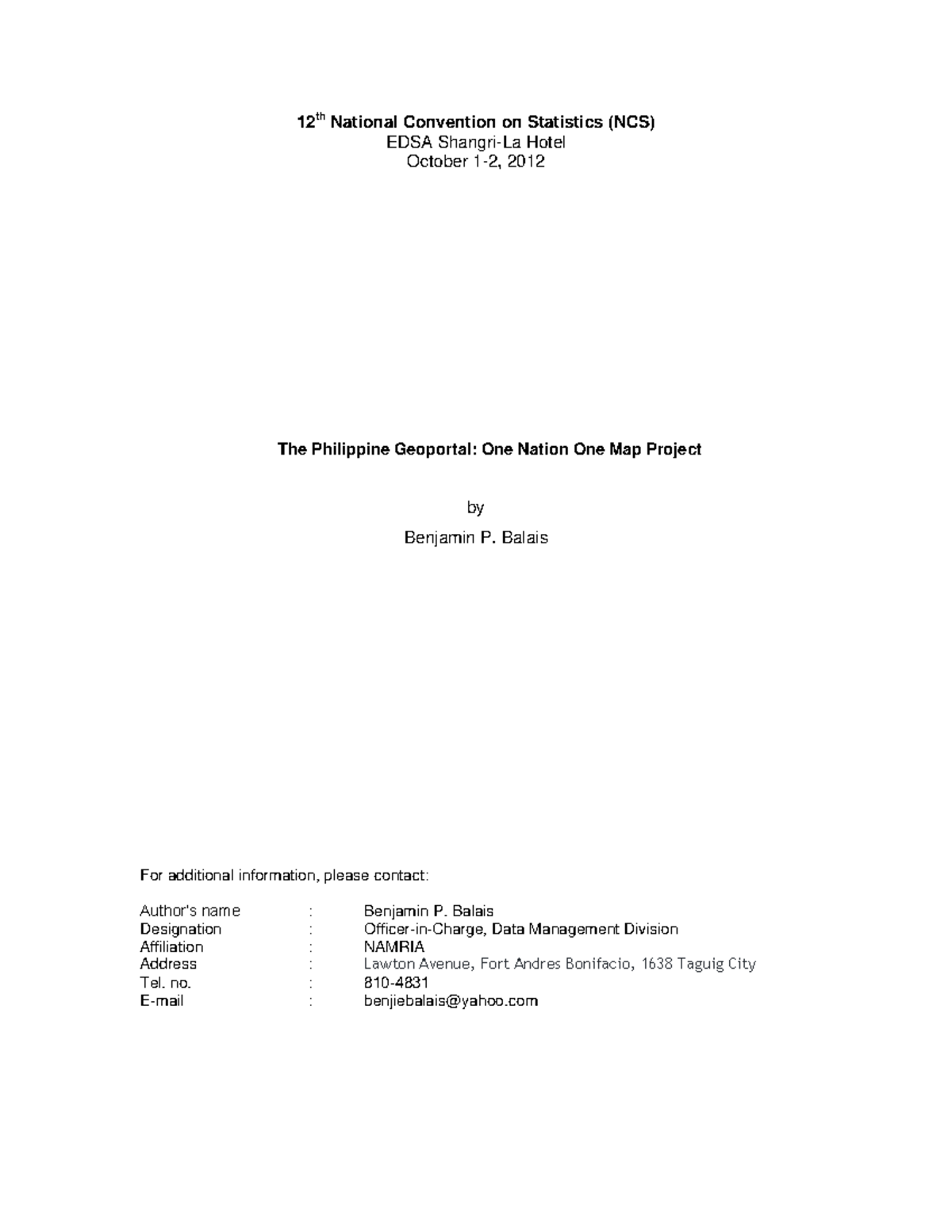 IPS-36 3 The Philippine Geoportal One Nation One Map Project - 12 th ...