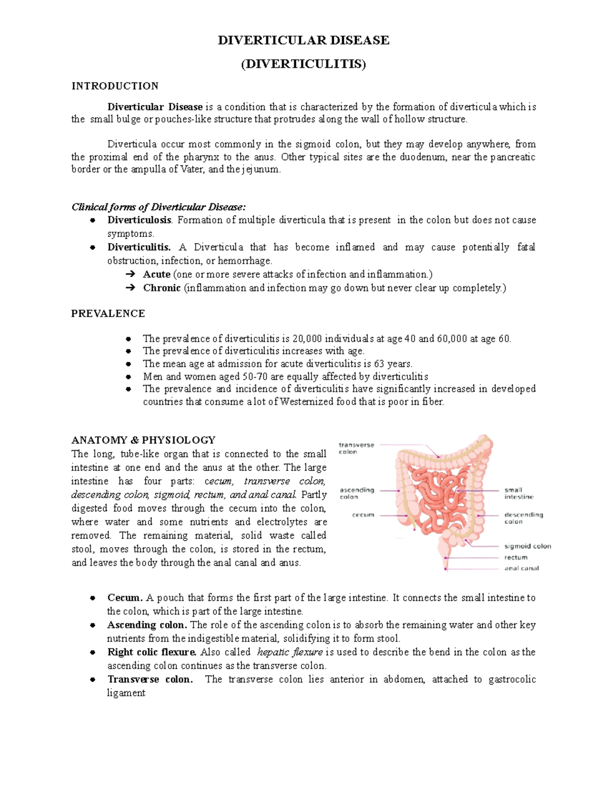 1 Diverticulitis - DIVERTICULAR DISEASE (DIVERTICULITIS) INTRODUCTION ...