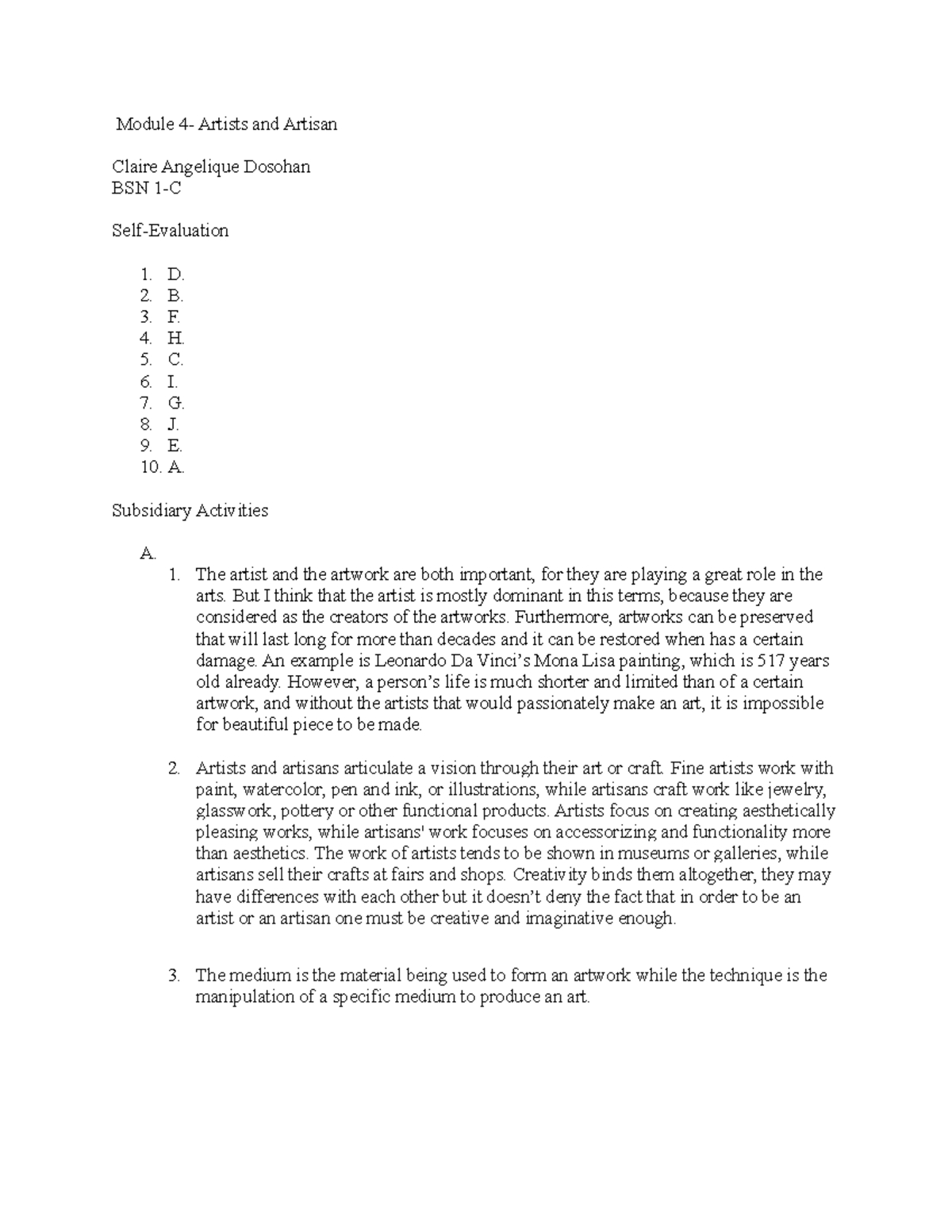 Module 4 Activity Dosohan BSN 1-C - Nursing - Studocu