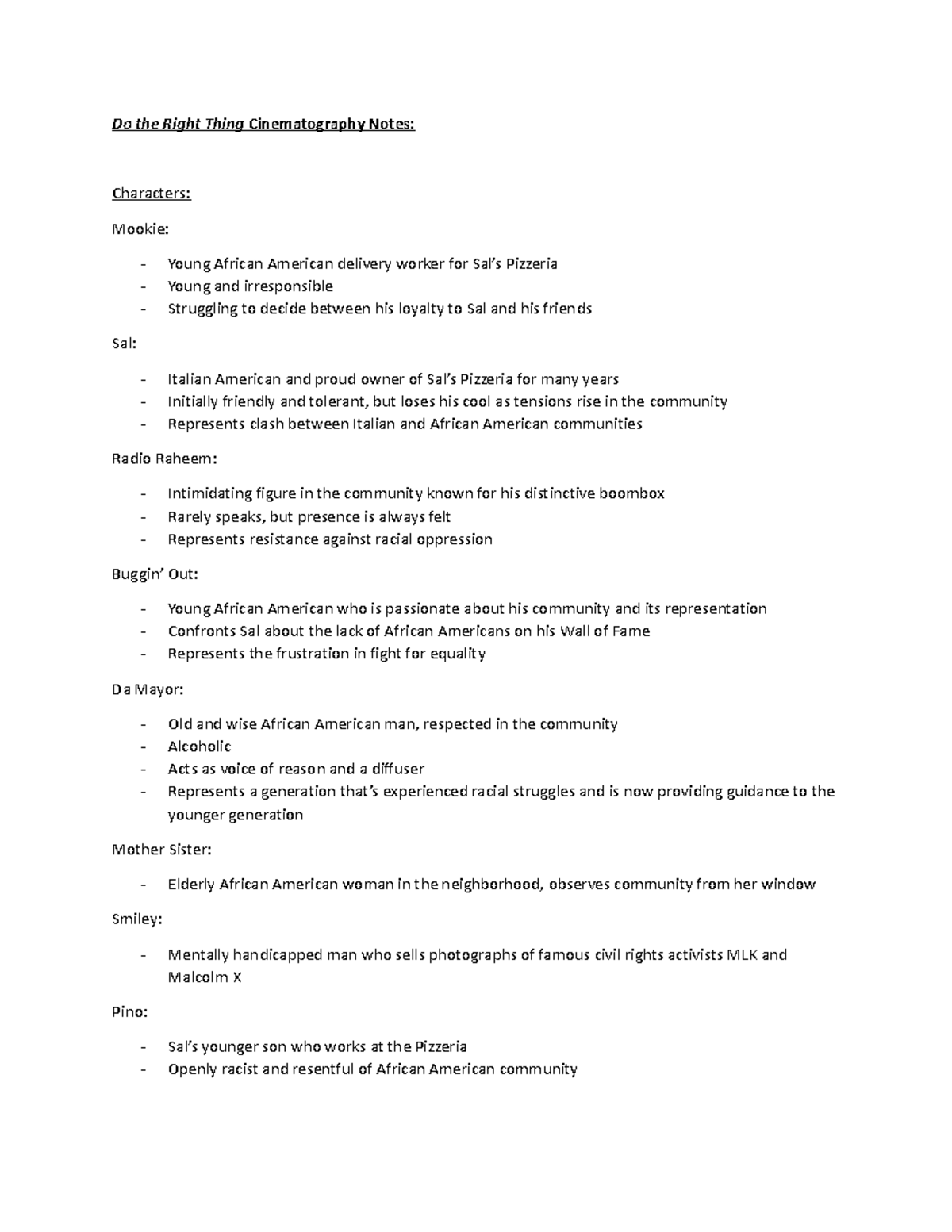 Do the Right Thing Screening Notes - Do the Right Thing Cinematography ...