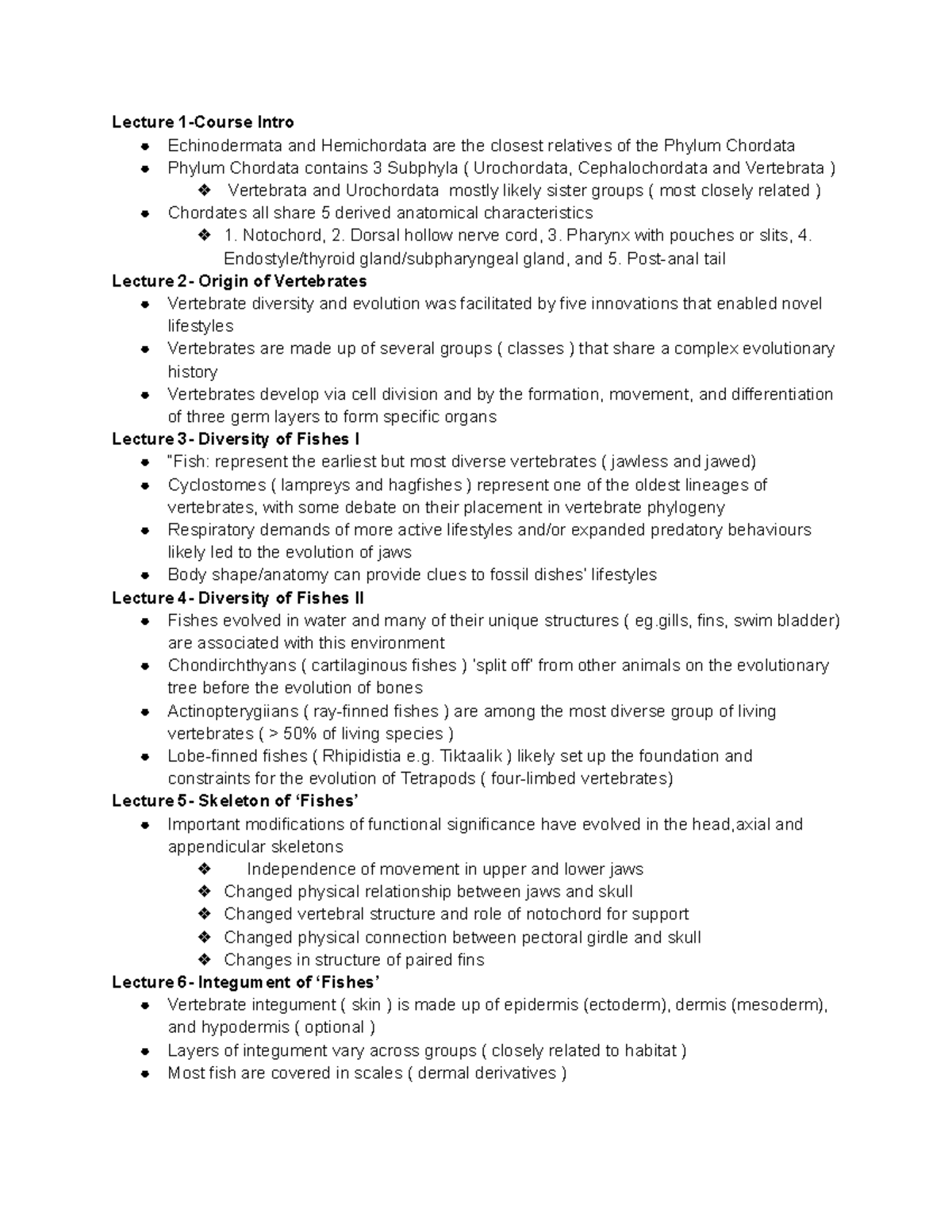 Zoo 2090 all key compnents - Lecture 1-Course Intro Echinodermata and Hemichordata are the ...