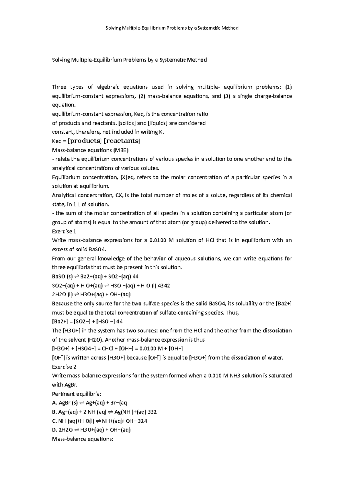 Solving Multiple Equilibrium Problems By A Systematic Method Reviewer Solving Multiple