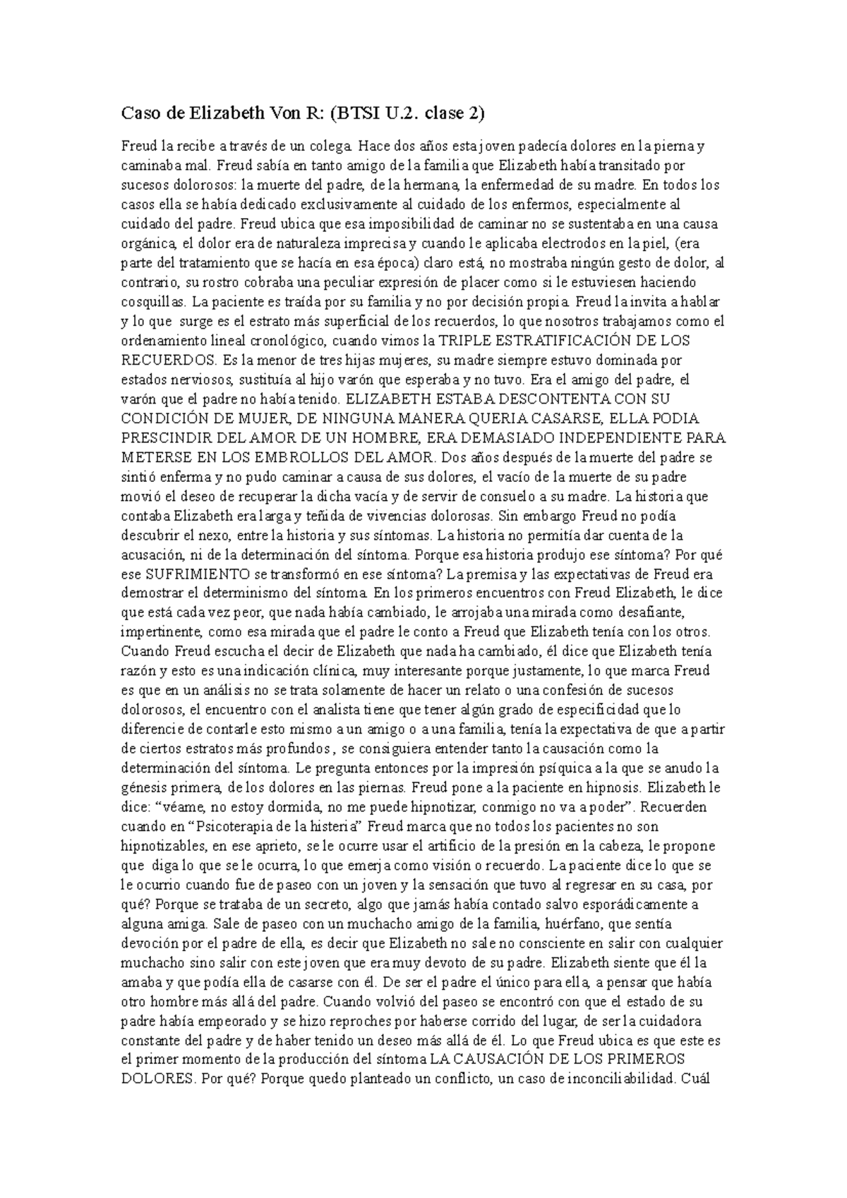 Caso de Elizabeth Von R(U2 - Caso de Elizabeth Von R: (BTSI U. clase 2 ...