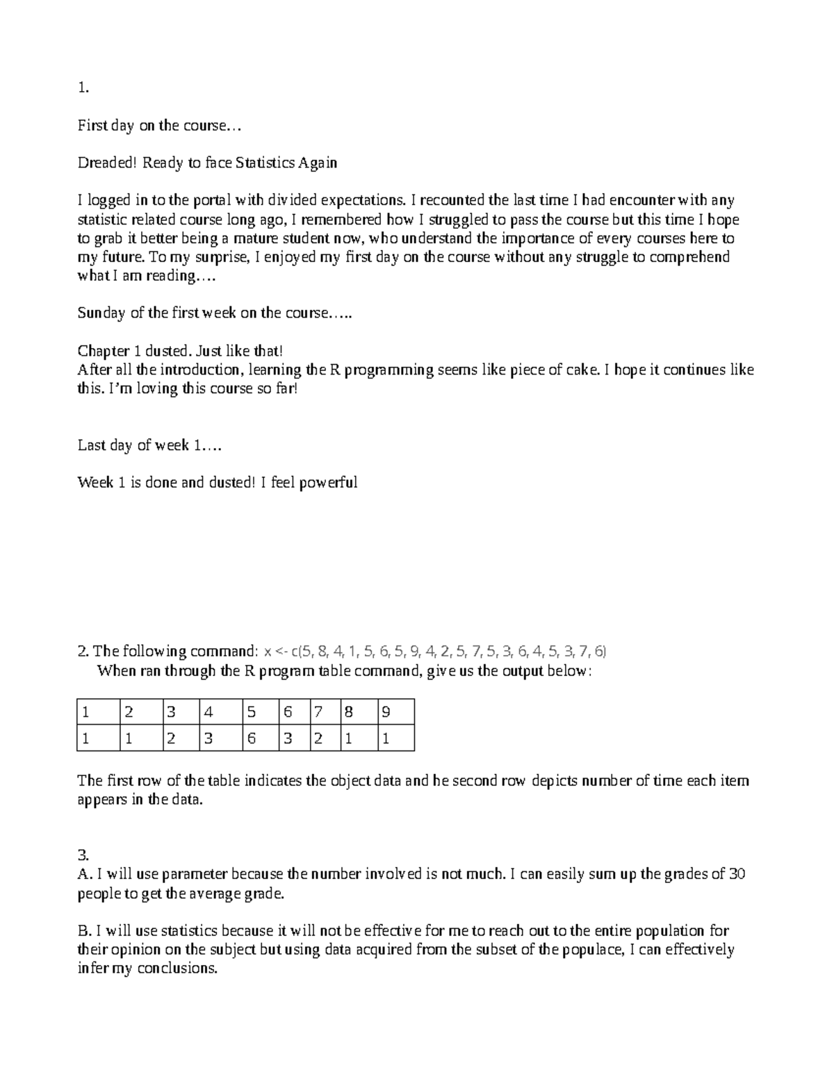 Math 1280 Learning Jounal week 1 - 1. First day on the course ...