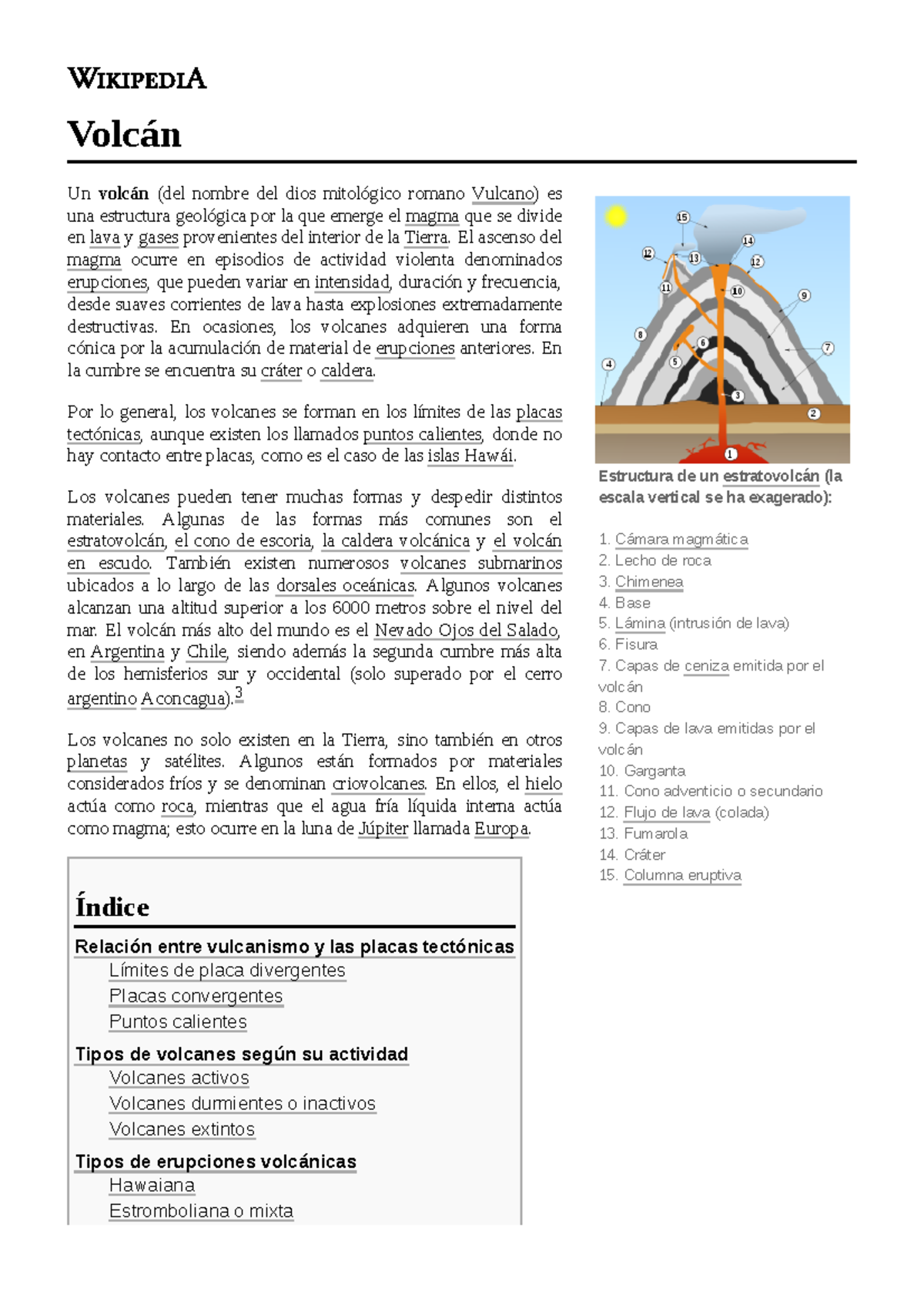 Volcán - apuntes de volcanologia - Estructura de un estratovolcán (la ...