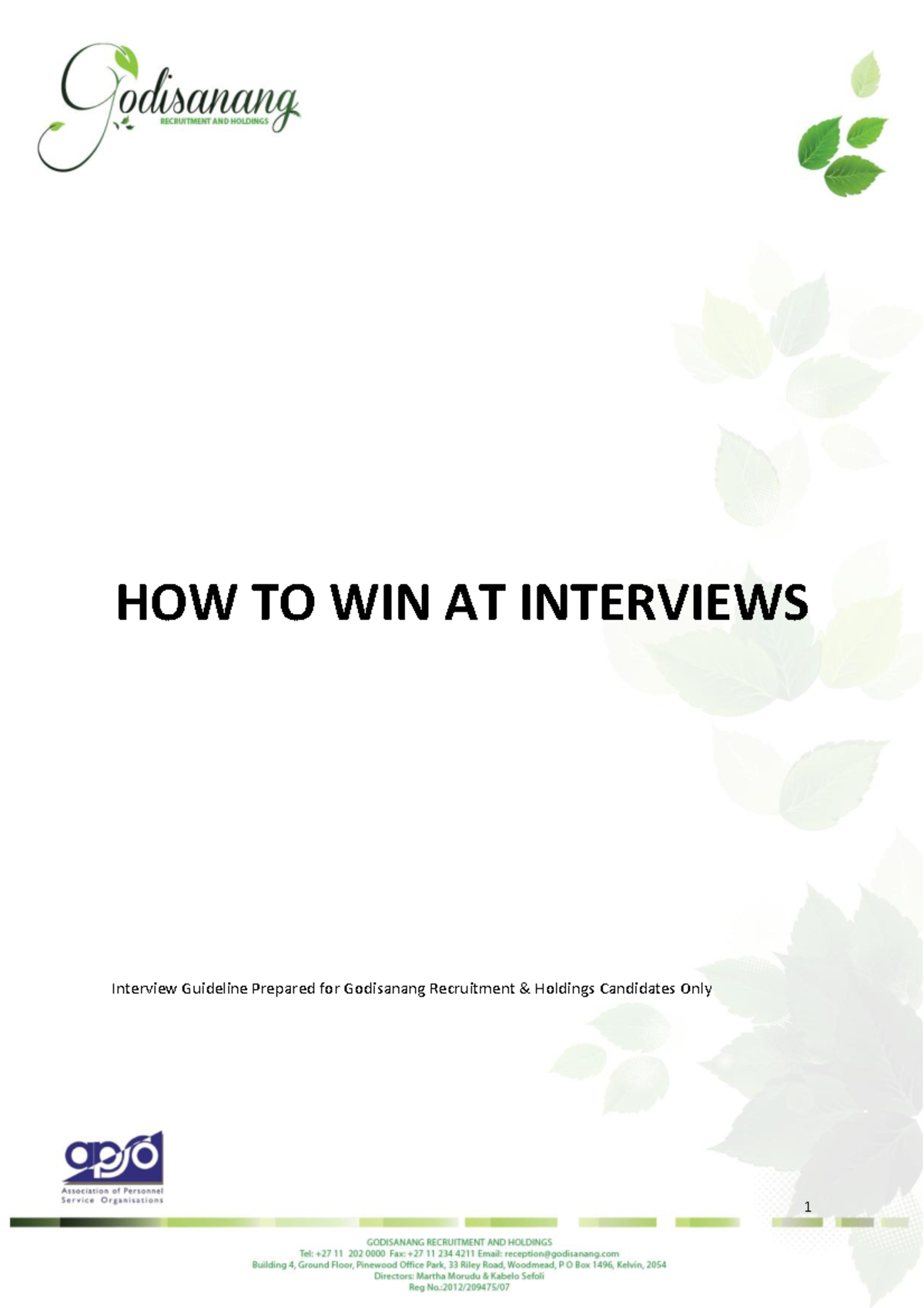 Interview Preparation - HOW TO WIN AT INTERVIEWS Interview Guideline ...