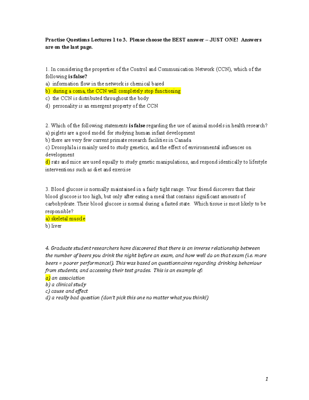L1-3 F22 PQs - mmmmmmmm - Practise Questions Lectures 1 to 3. Please choose the BEST answer ...