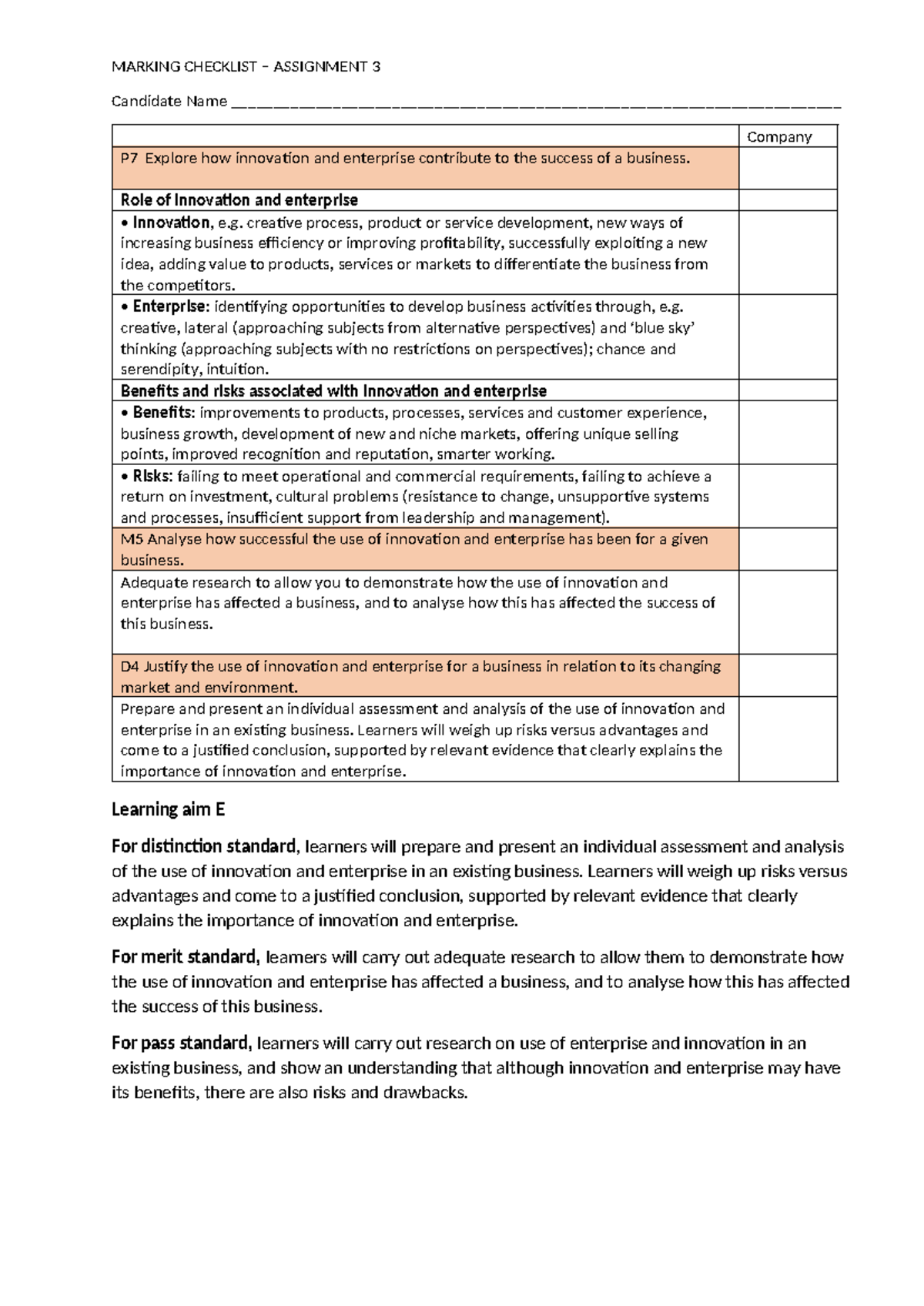 Marking Checklist Assignment 3 CG - MARKING CHECKLIST – ASSIGNMENT 3 ...