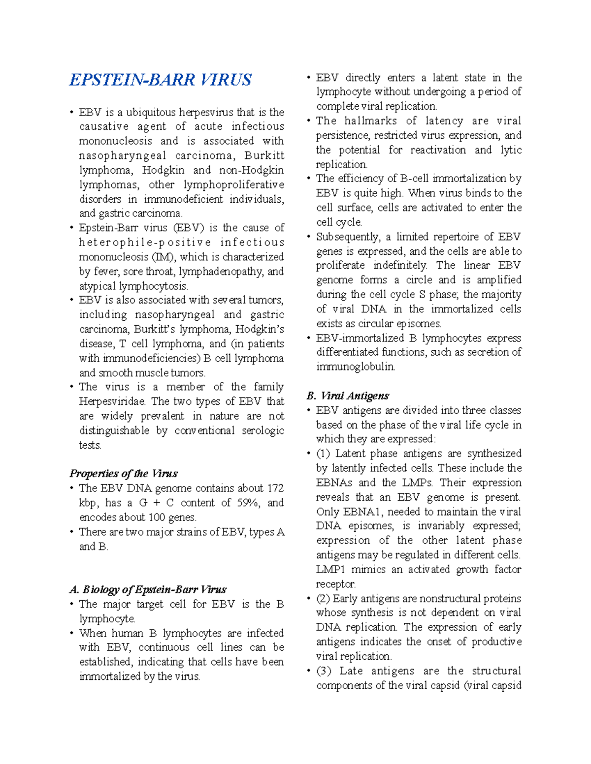 Epstein BARR Virus - EPSTEIN-BARR VIRUS EBV is a ubiquitous herpesvirus ...