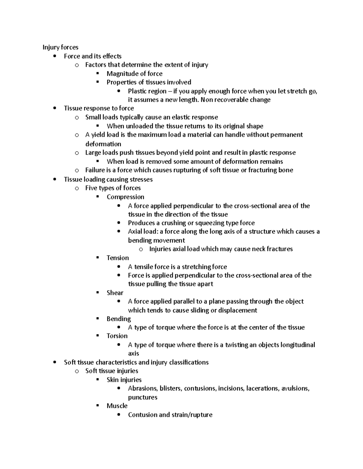 Injury forces - Injury forces Force and its effects o Factors that ...